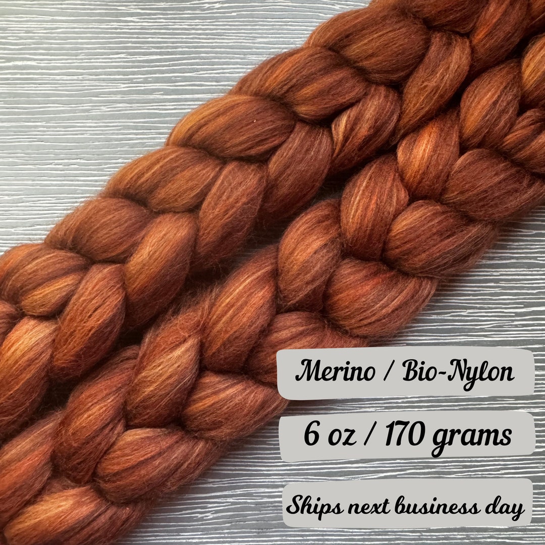 Ambered Brass Sox Fiber Braid Wool Merino Fiber for Spinning Fiber ...