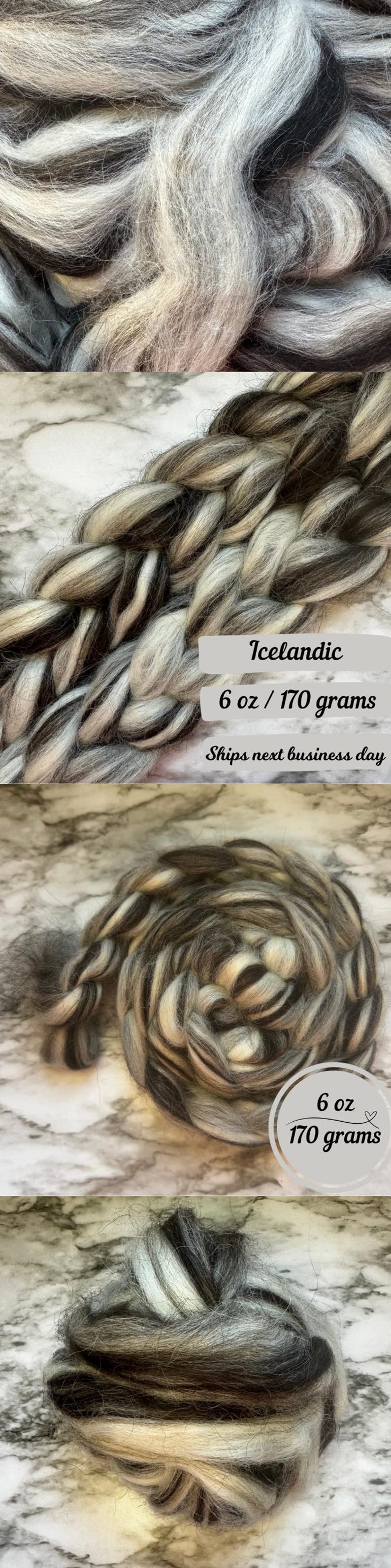 Icelandic Wool Blended All Natural Wool in Natural Colors Combed Top ...