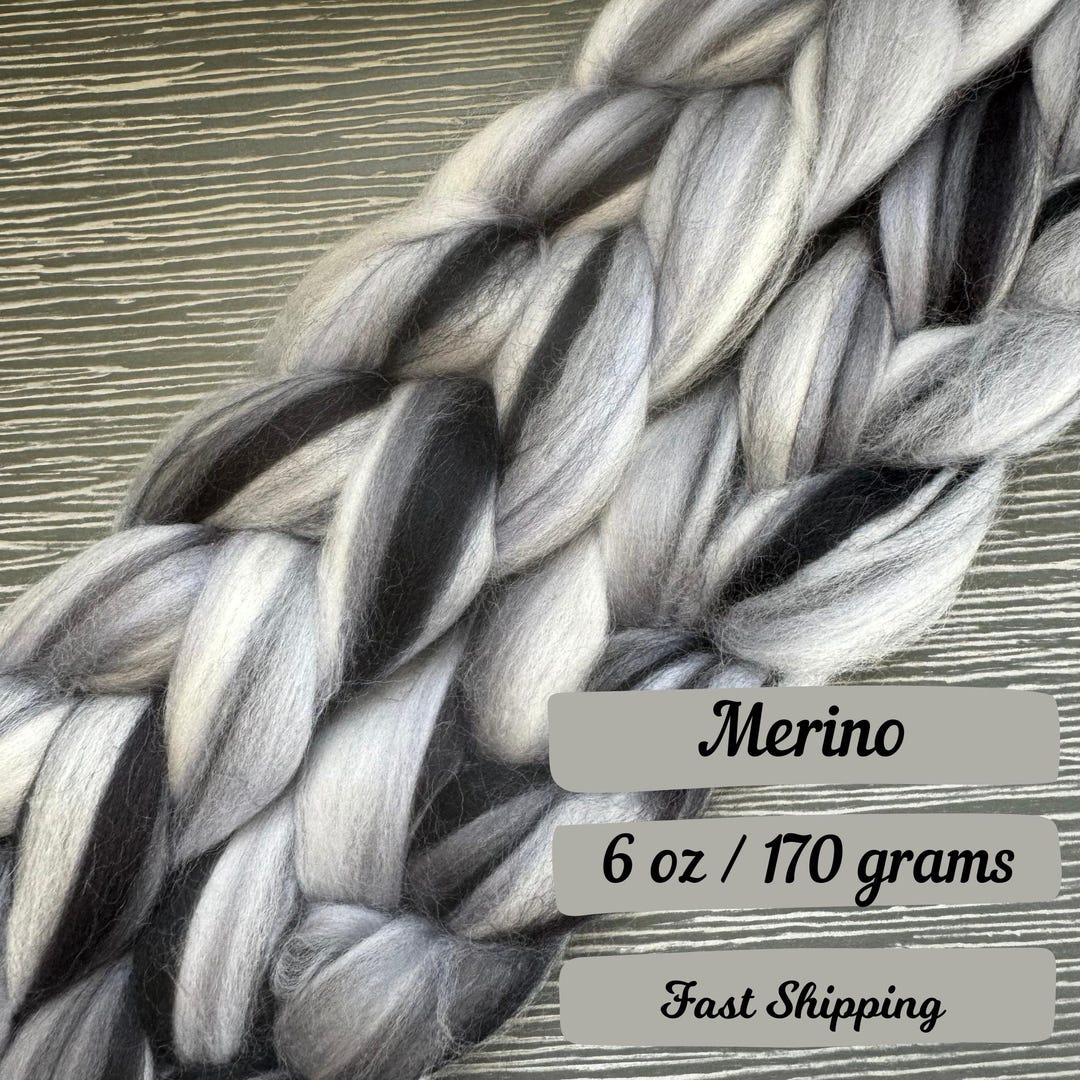 Shades of Gray Combed Top Merino Fiber Spinning Fiber Wool Roving Gift ...