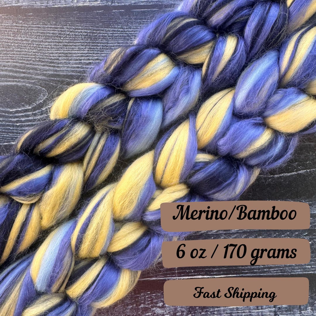 Blue Tang Merino Wool Bamboo Fiber Blend Dyed Combed Top Fiber Braid ...