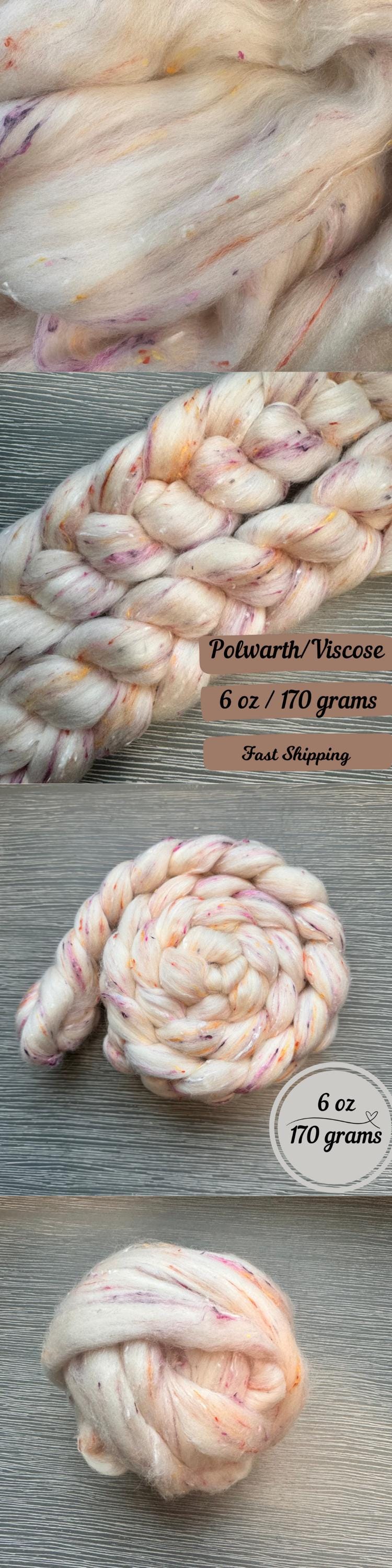 Rhubarb Crumble Polwarth Wool Viscose Tweed Blend Dyed Combed Top Fiber ...