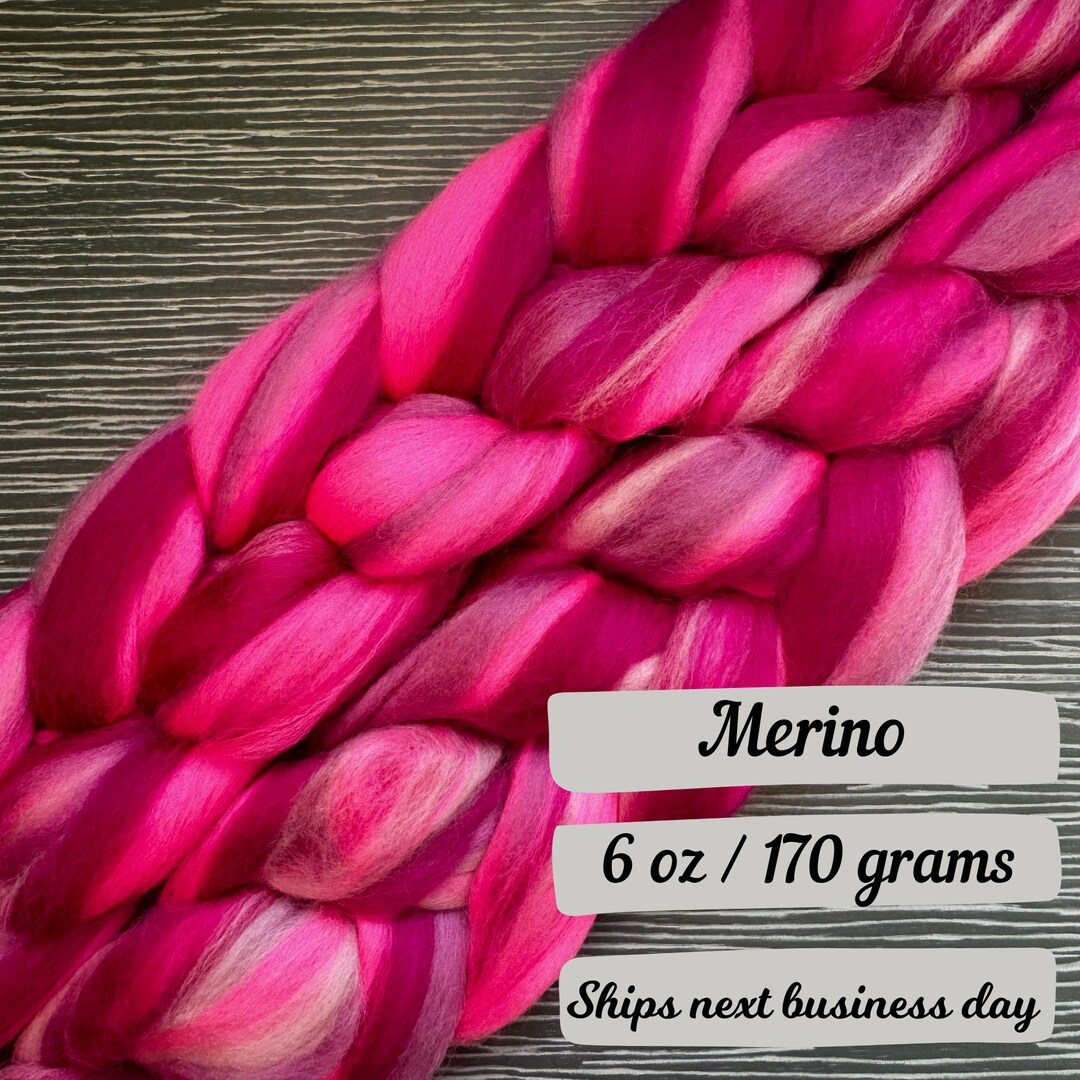 Pink Custom Blend Combed Top Merino Fiber Spinning Fiber Wool Roving ...