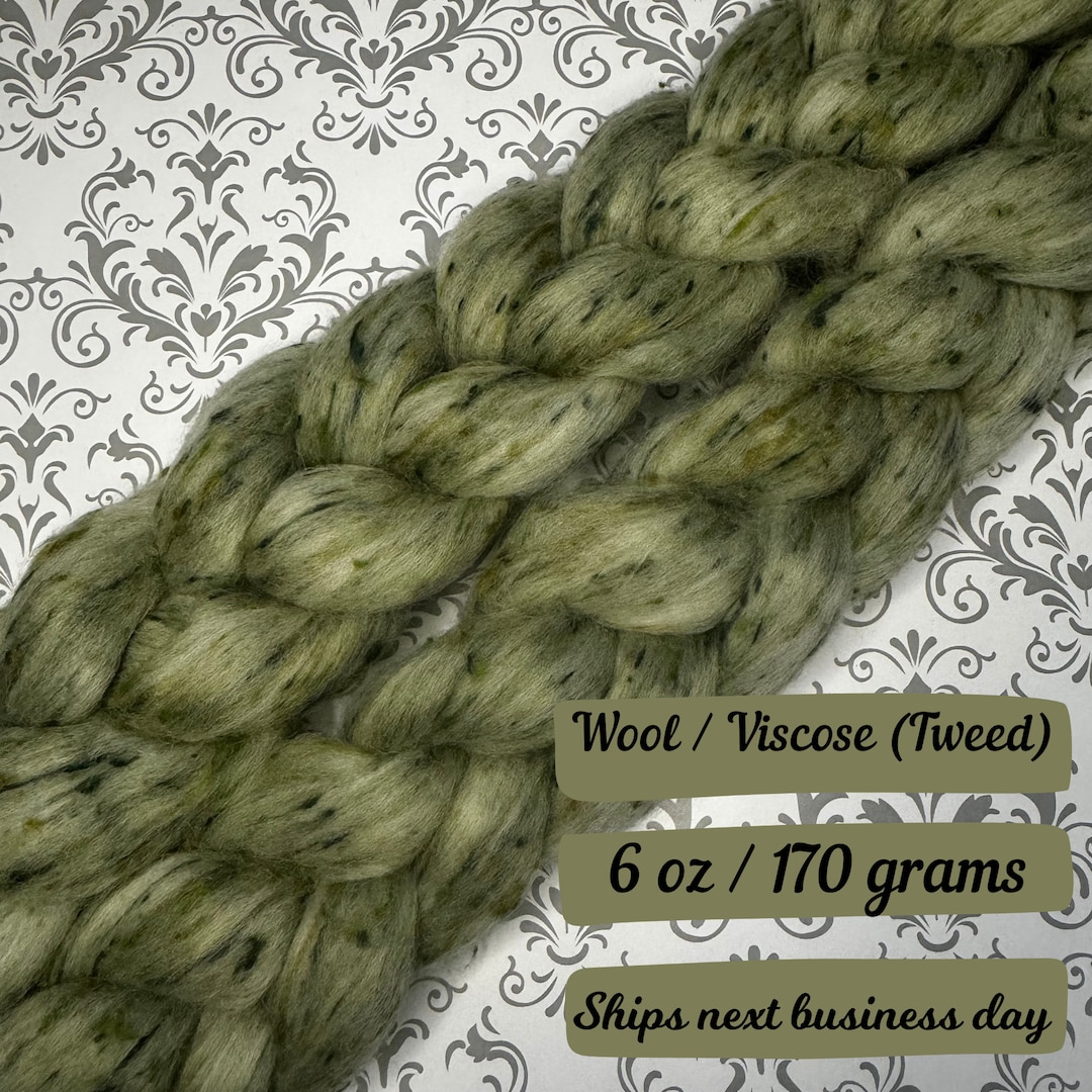 Green Tweed Fiber Braid Wool Viscose Fiber for Spinning Fiber Combed ...