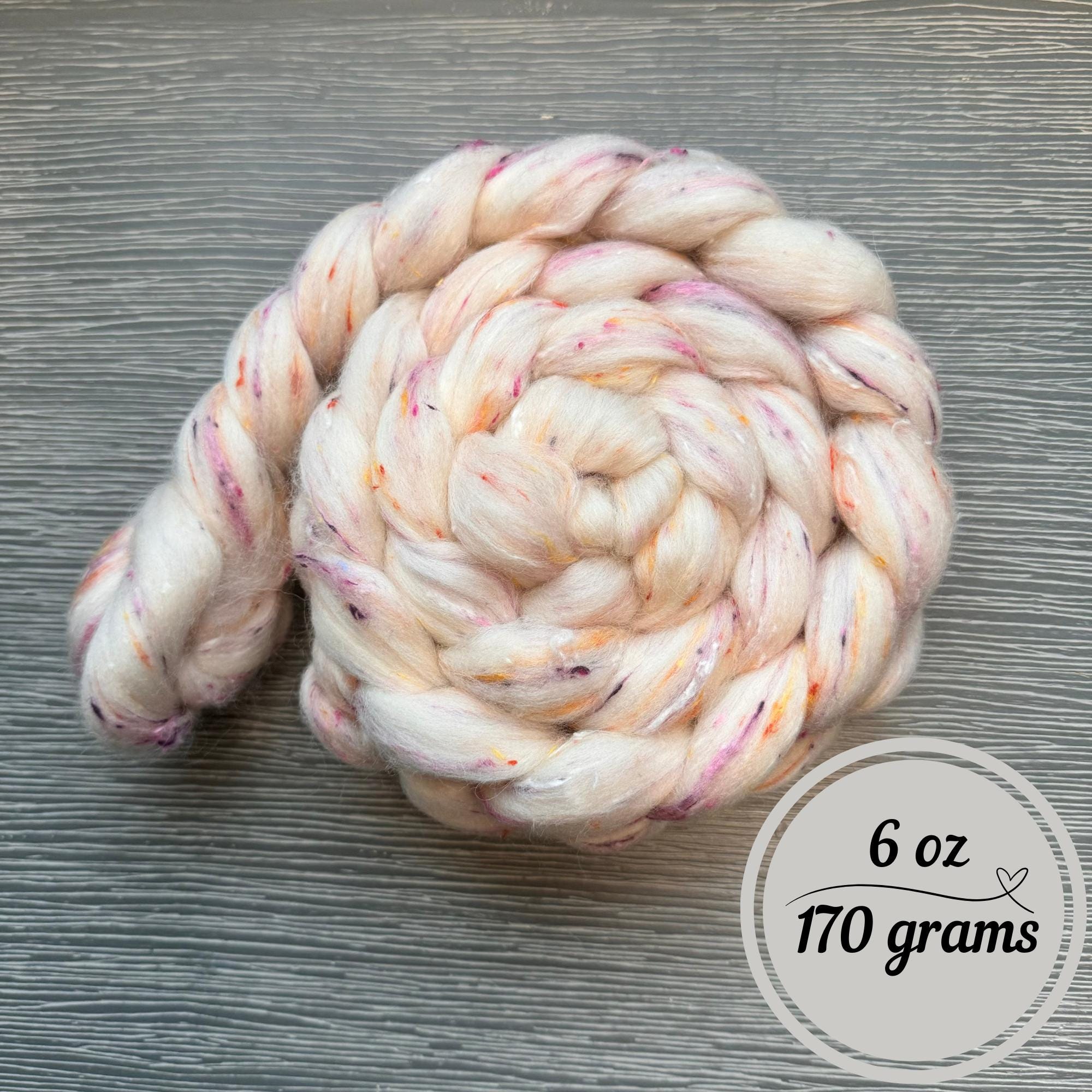 Rhubarb Crumble Polwarth Wool Viscose Tweed Blend Dyed Combed Top Fiber ...