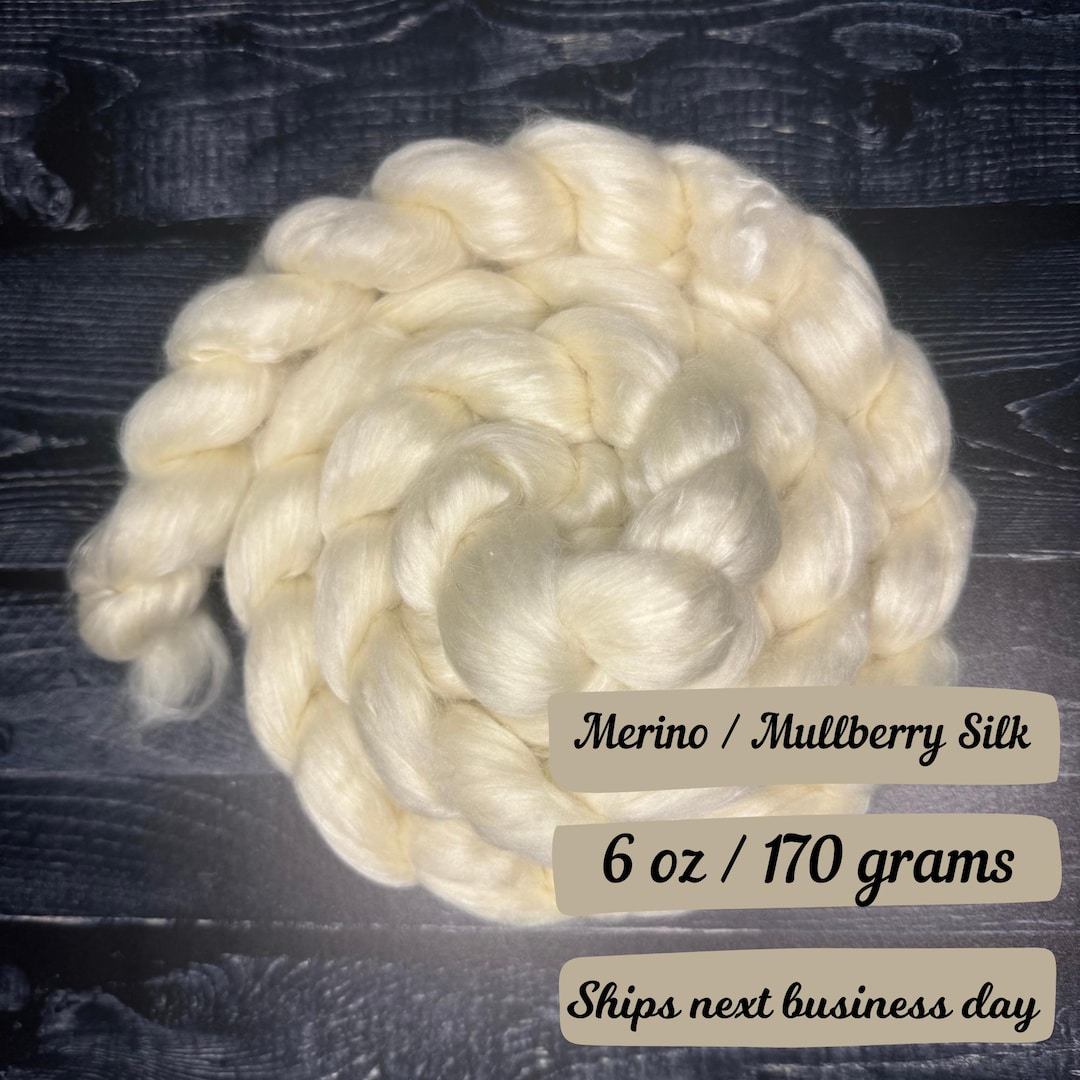 Latte Merino Mulberry Silk Natural Blend Fiber Combed Top for Spinning ...