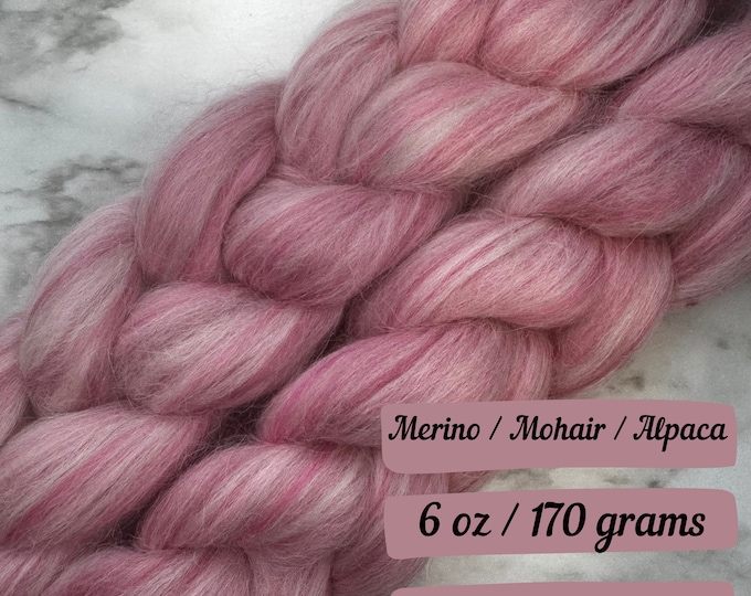 Alpaca Pink Blended Fiber Combed Top for Spinning Yarn Gift for Spinner ...
