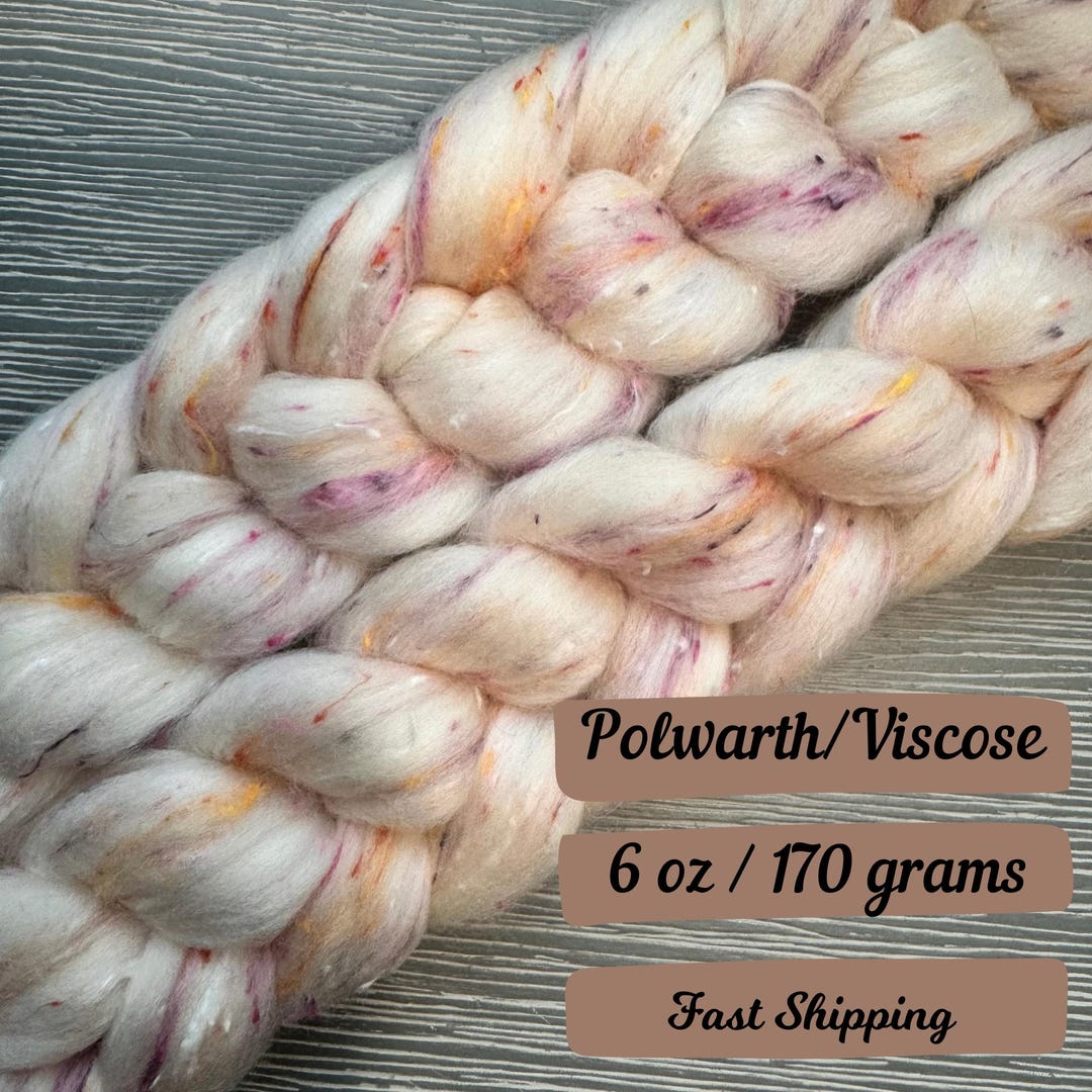 Rhubarb Crumble Polwarth Wool Viscose Tweed Blend Dyed Combed Top Fiber ...