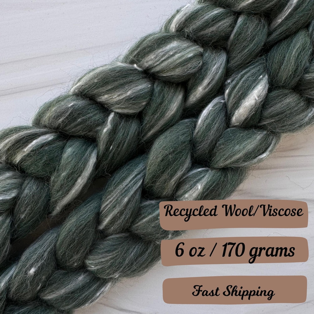 First Snow Recycled Wool and Viscose Blend Dyed Combed Top Fiber Braid ...