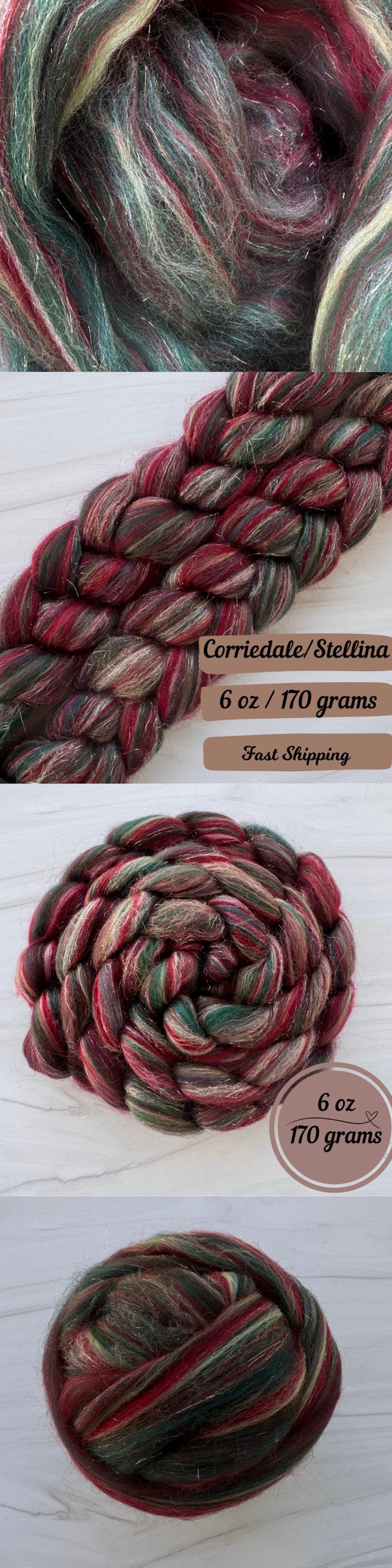 Garland Corriedale Stellina Fiber Blend Dyed Combed Top Fiber Braid ...