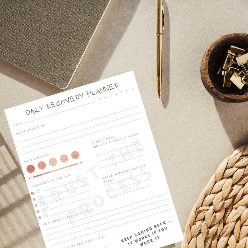 Recovery Planner Printable 12 Step Worksheet Daily Recovery Recovery ...