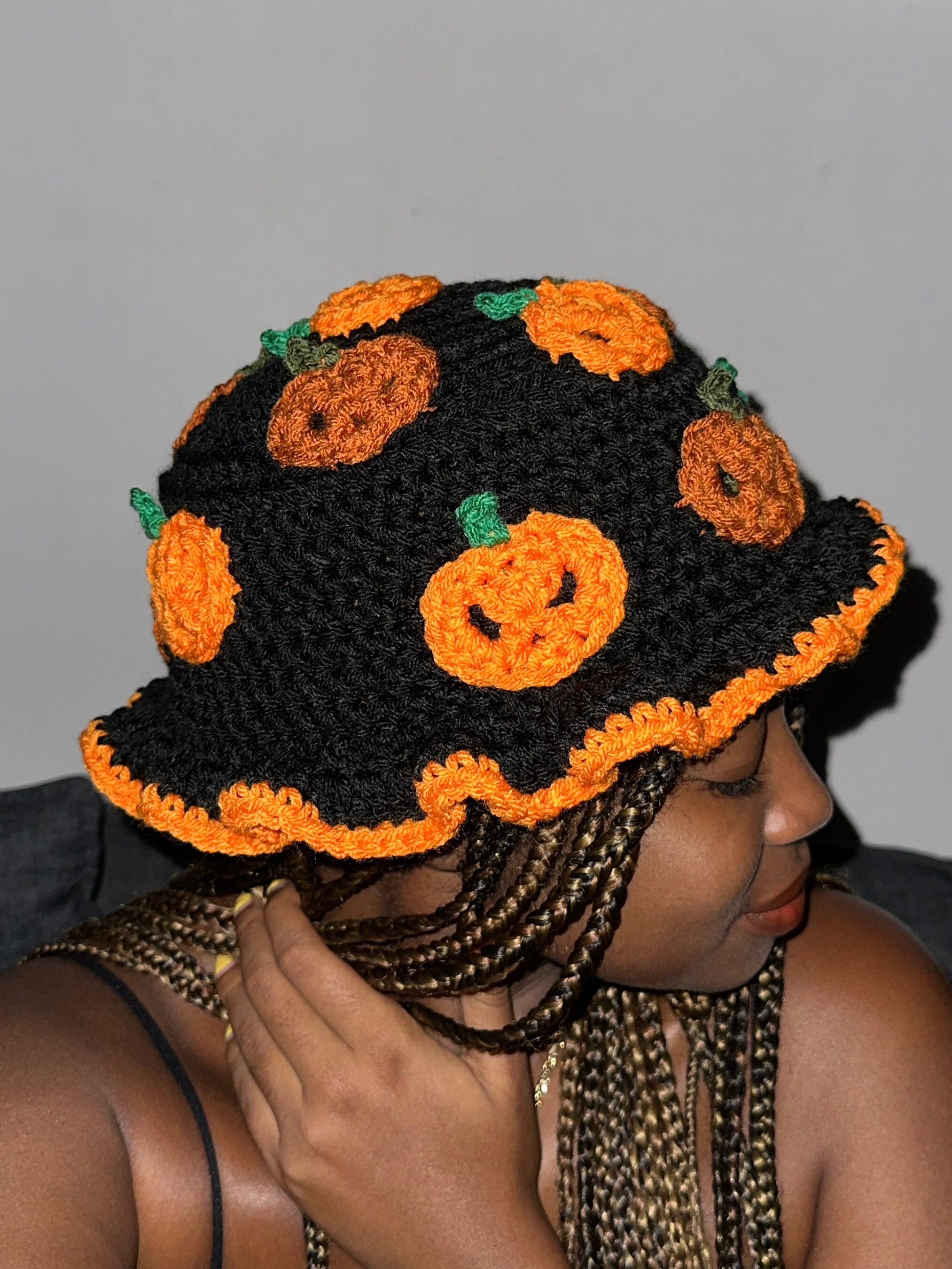 Jack-o-lantern Pumpkin Halloween Handmade Crochet Bucket Hat - Etsy