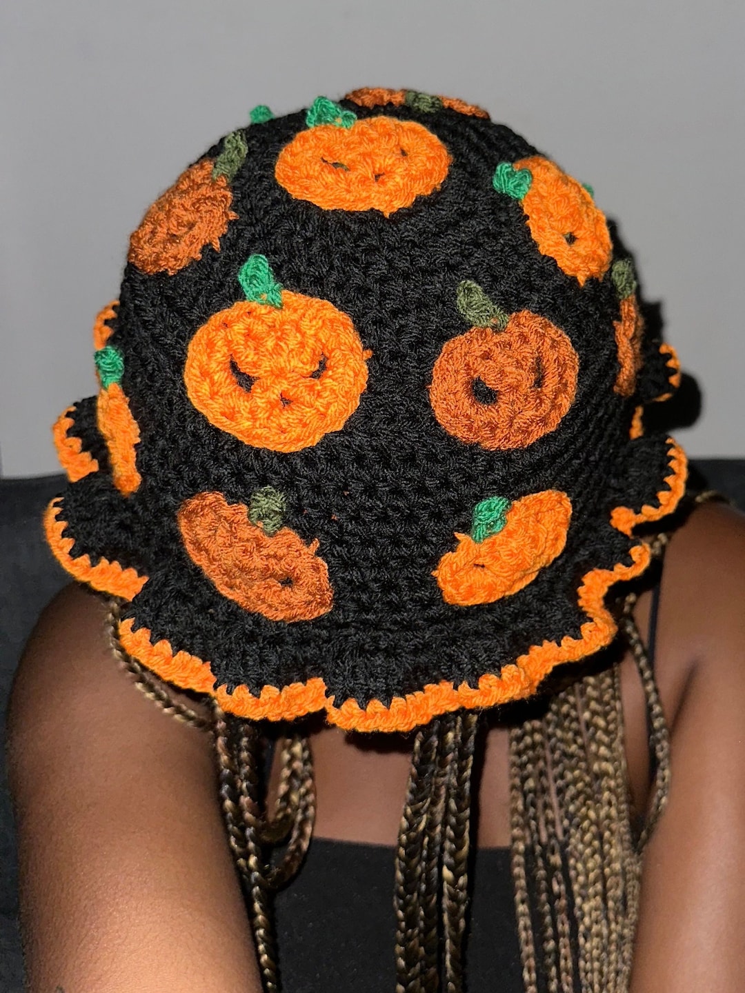 Jack-o-lantern Pumpkin Halloween Handmade Crochet Bucket Hat - Etsy