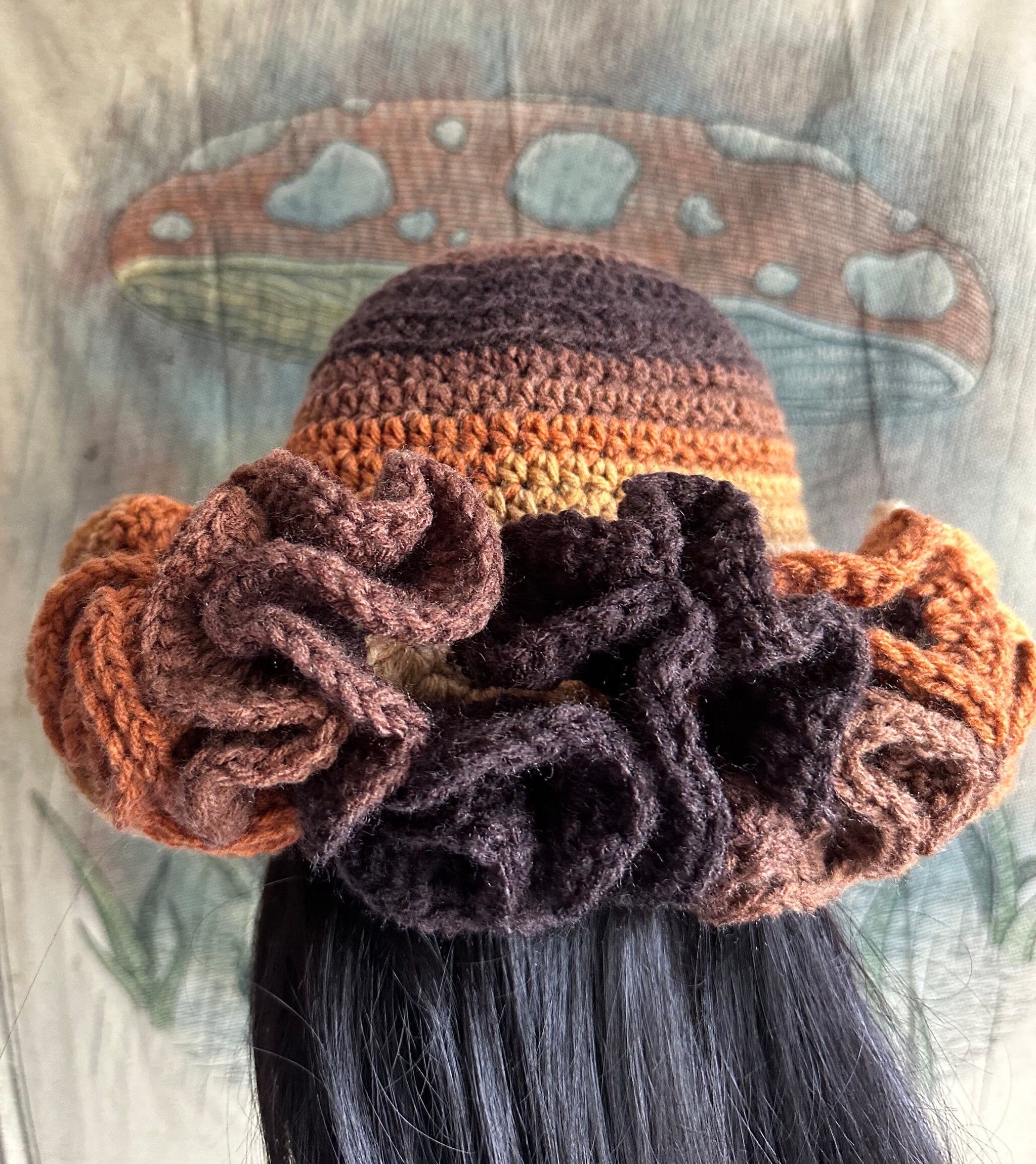 Cream to Brown Ombré Big Ruffle Handmade Crochet Bucket Hat - Etsy