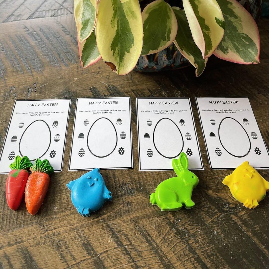 Easter Crayons – Bunny, Chick & Carrot Shapes, Colouring Card Activity ...