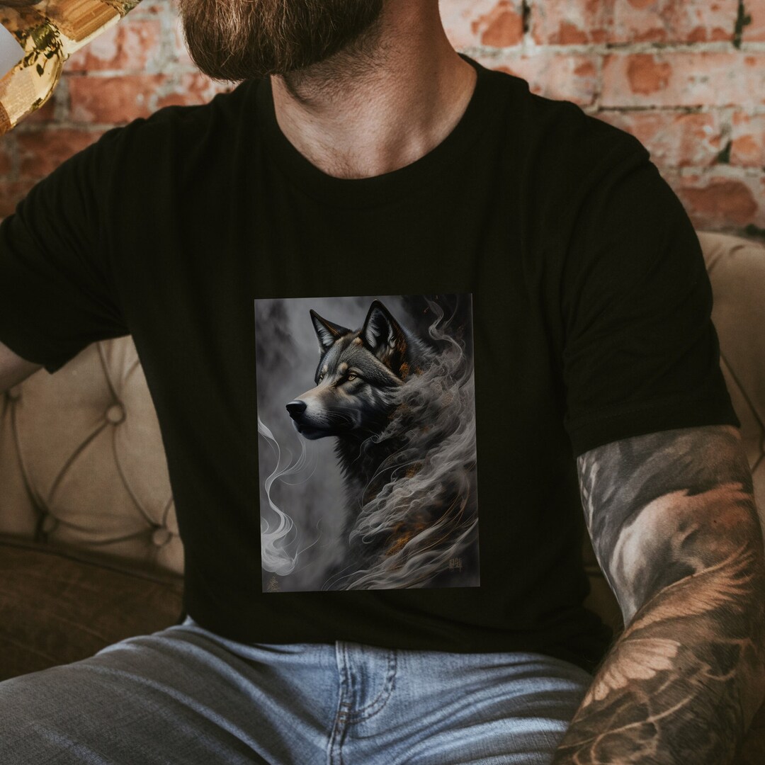 Grey Wolf Tee Shirt, Wolf Shirt for Men, Men's Wolf T-shirt, Howling Wolf Shirt, Wolf Woman T ...