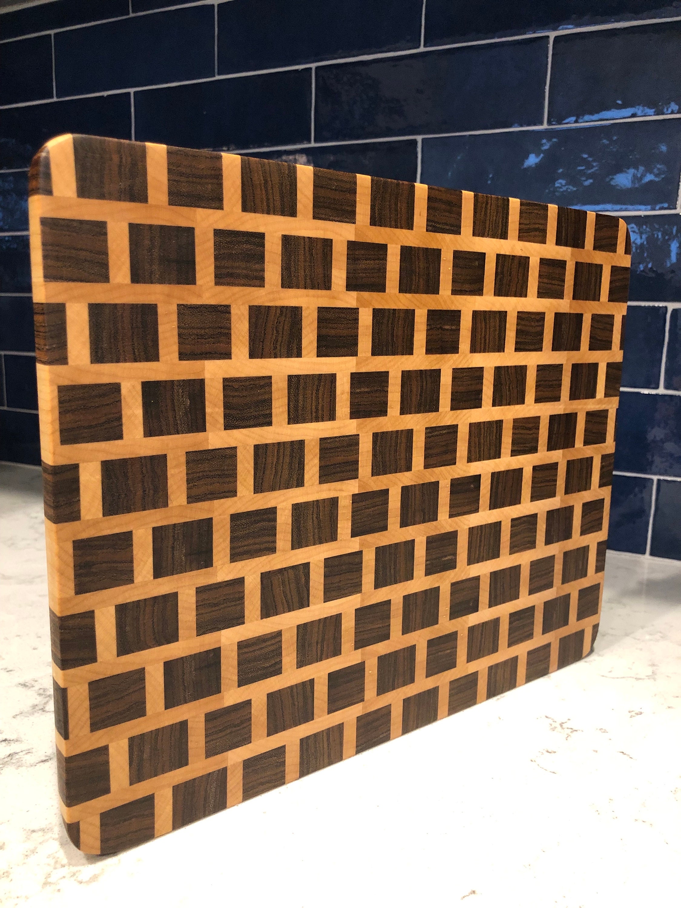 Small End Grain Brick Pattern Cutting Board - Etsy