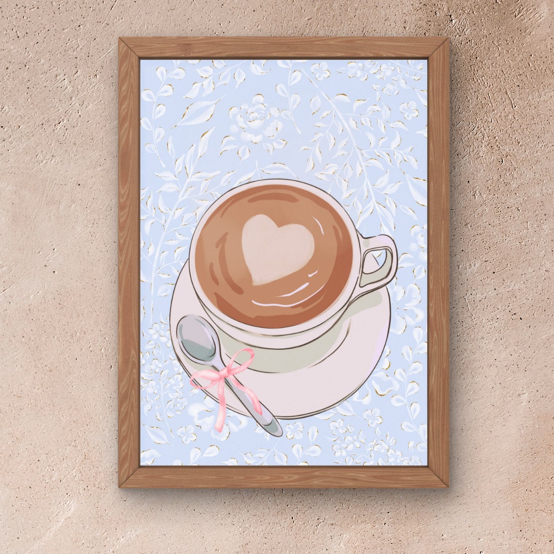 Charming Coquette Coffee Cup Wall Art, Coffee Bar Decor, Cute Kitchen ...