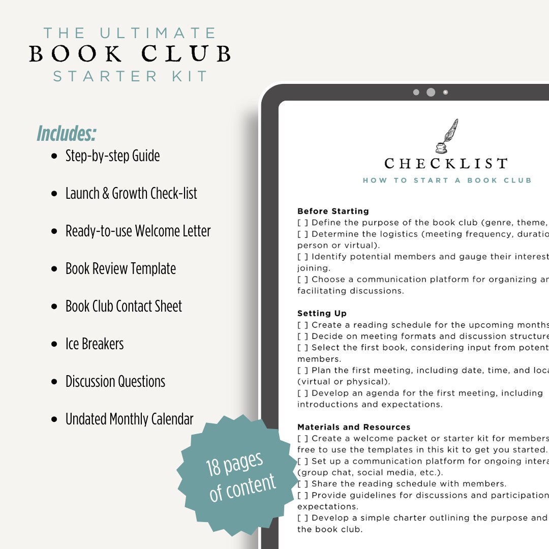 Ultimate Book Club Starter Kit | Digital and Printable Kit | Book Lover ...