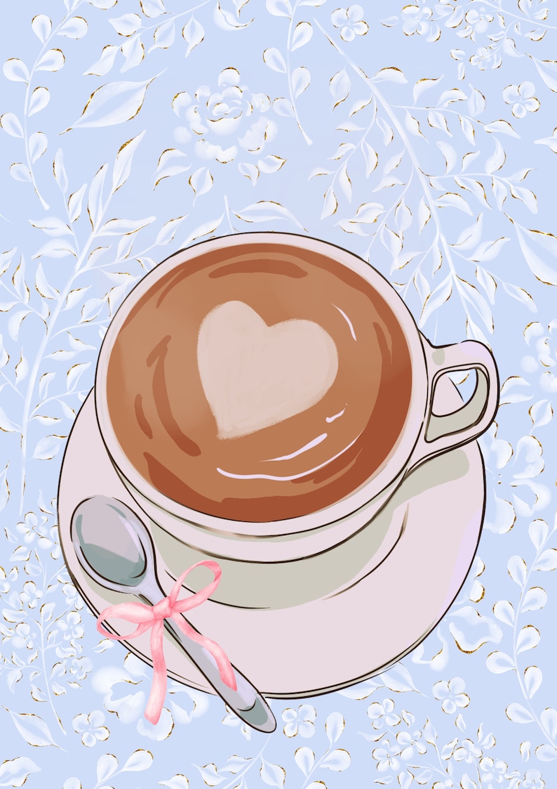 Charming Coquette Coffee Cup Wall Art, Coffee Bar Decor, Cute Kitchen ...