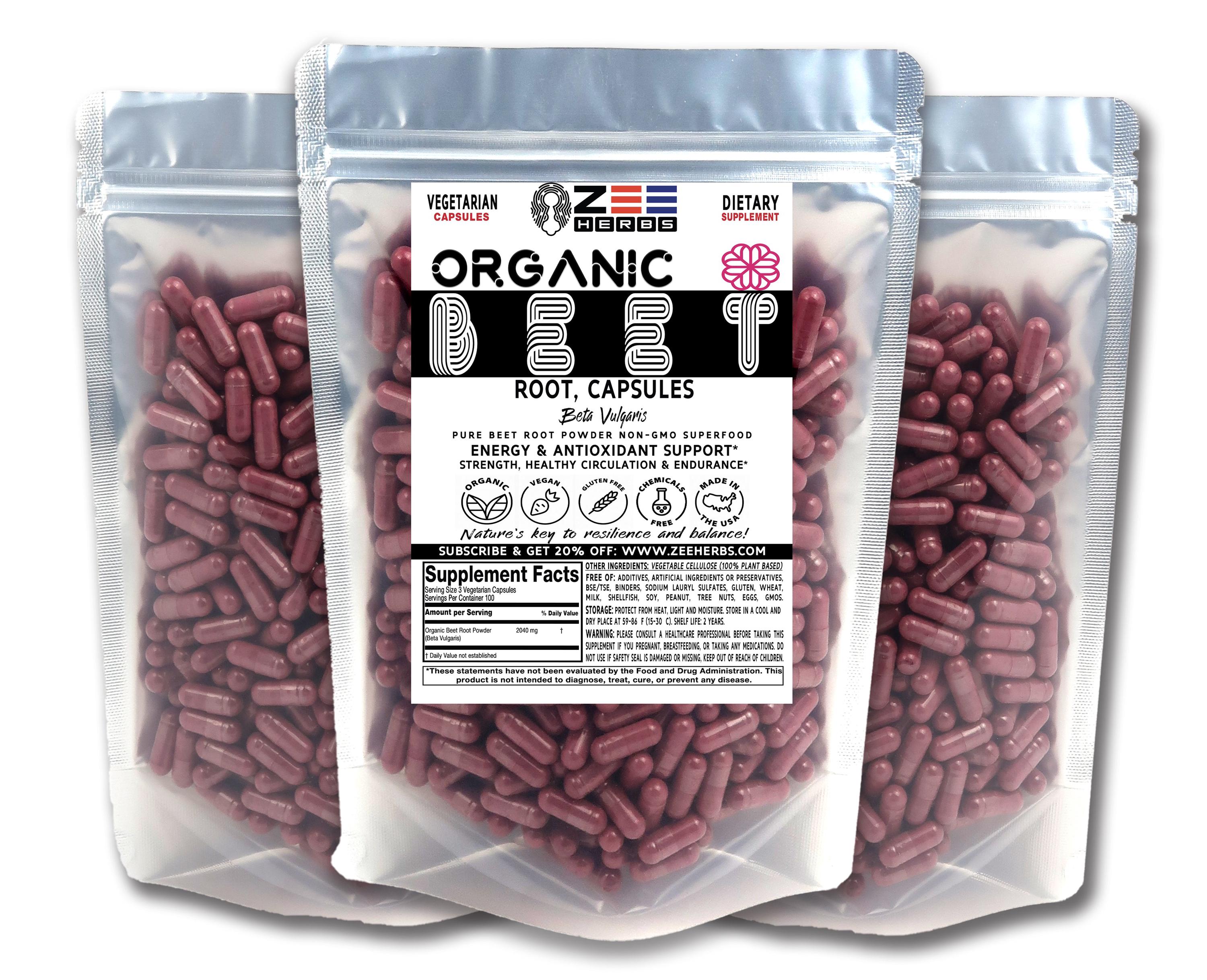 Organic Beet Root Capsules - 2040mg per Serving of Pure Beet Root ...
