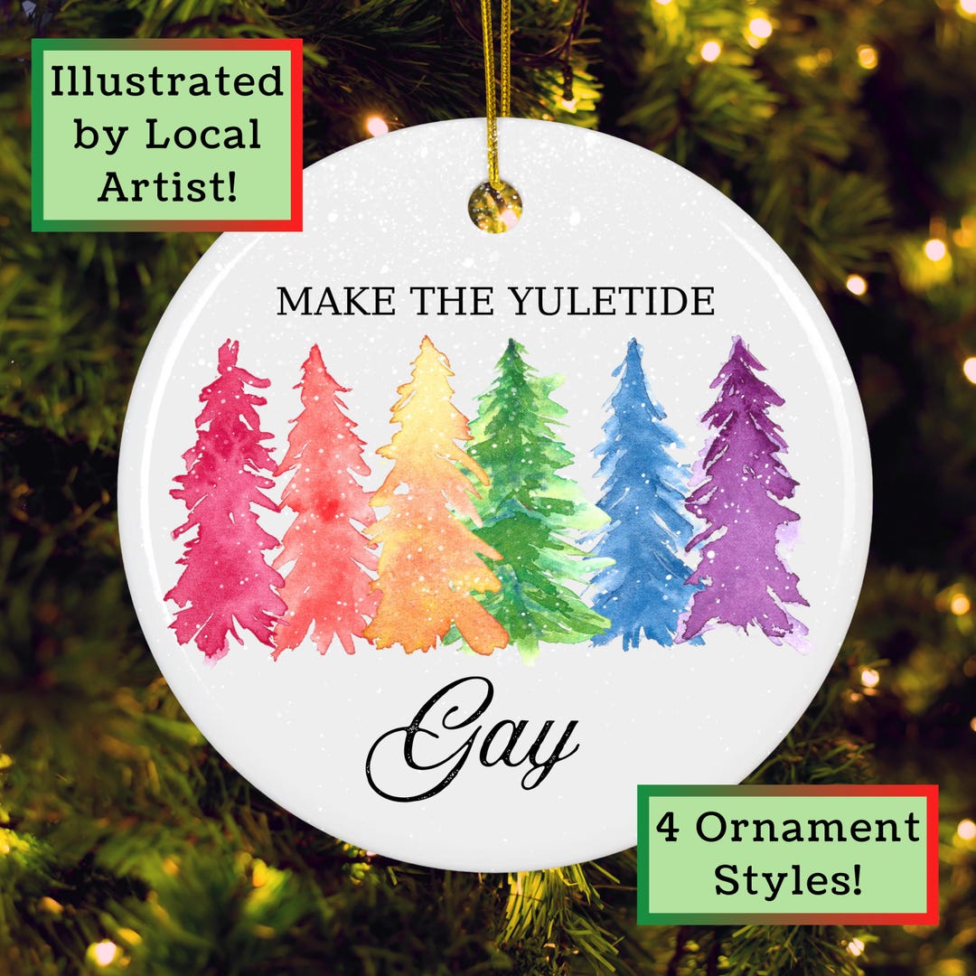 Funny LGBTQ+ Christmas Ornament, Watercolor Rainbow Pride, Handmade ...
