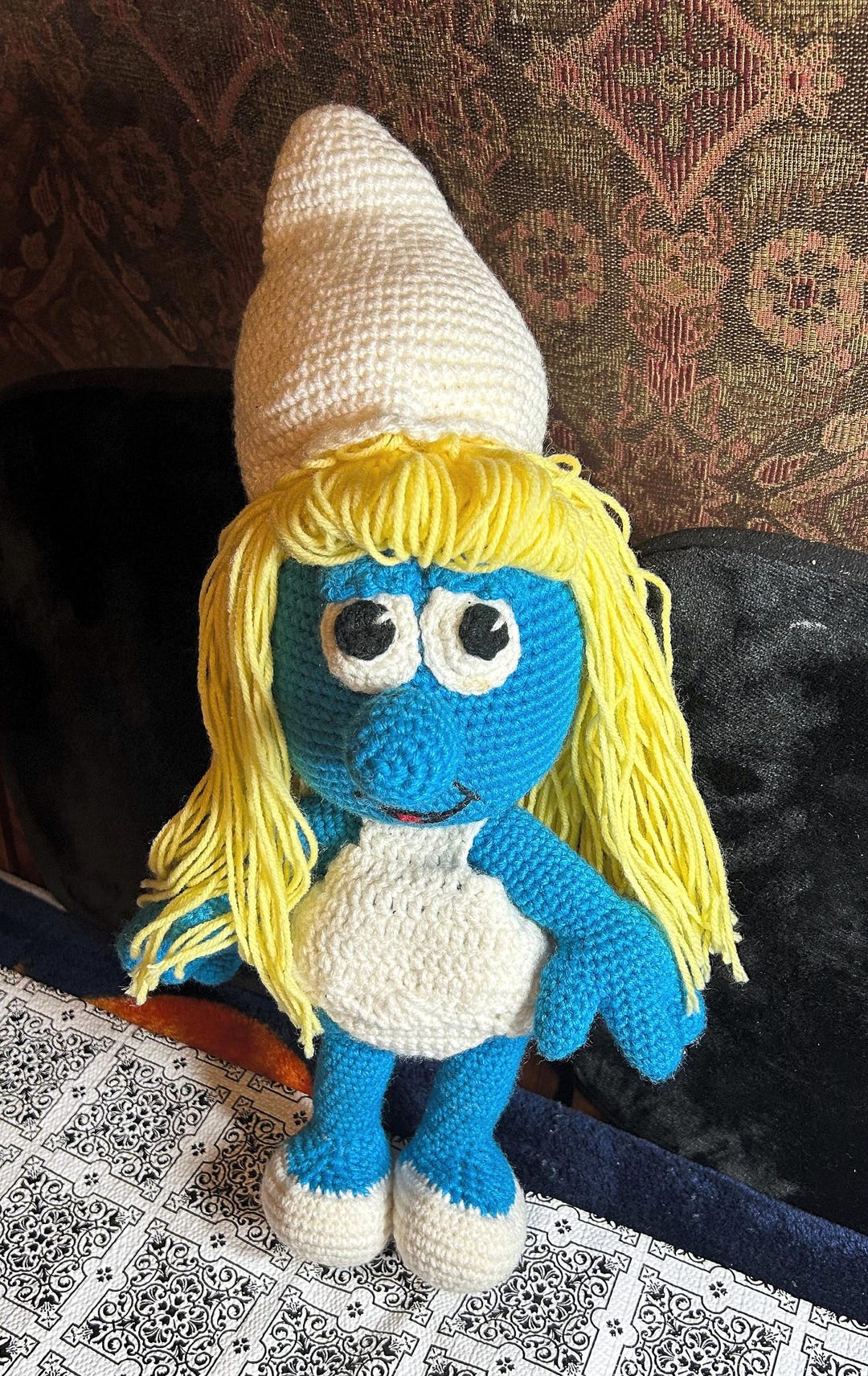 Handmade Crocheted Smurfette. Already Made and Ready to Ship - Etsy