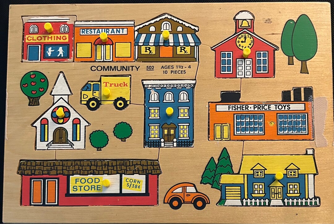 Vintage Fisherprice Toy Company Childrens Puzzle Community the Quaker Oats Company. Made In ...