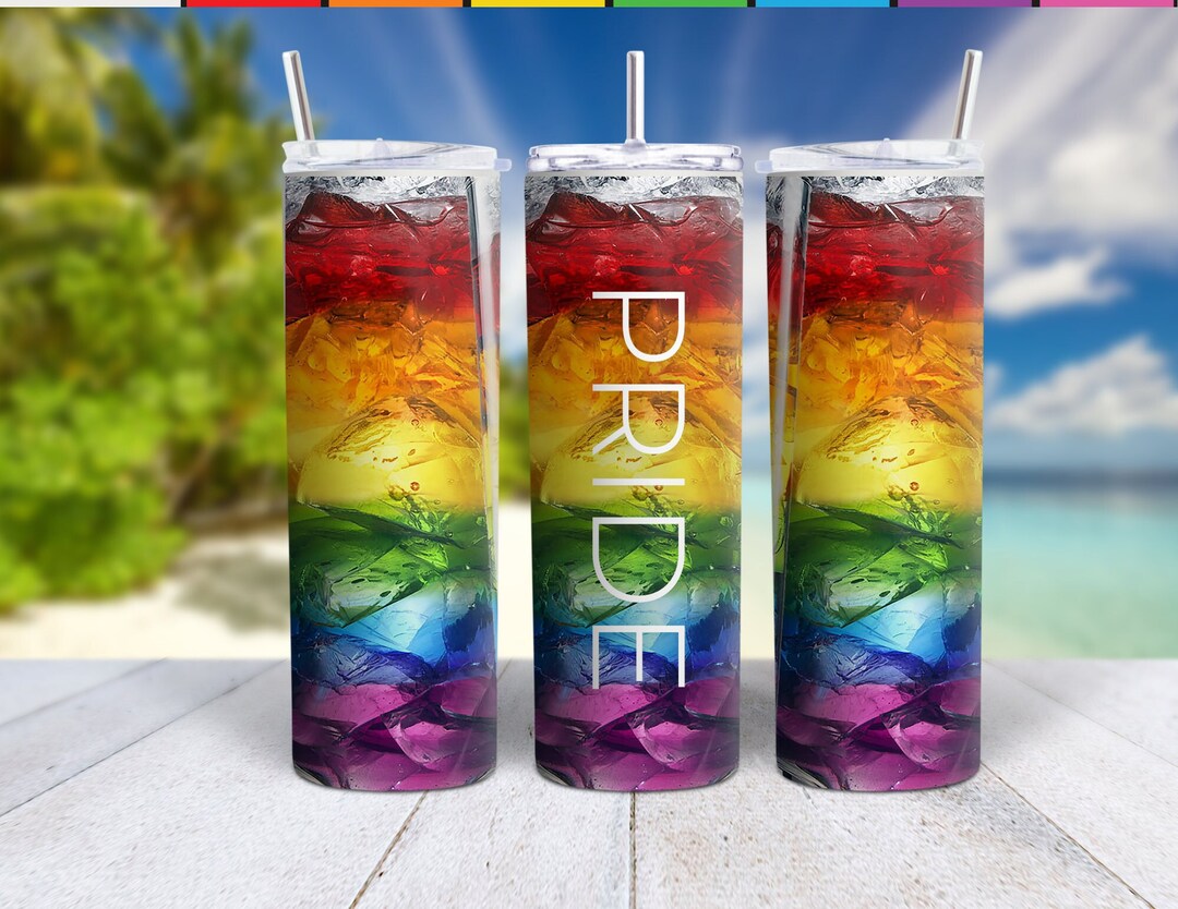 Icy Rainbow Drink 20 Oz Tumbler for LGBTQ+ Parade or Beach or Pool ...