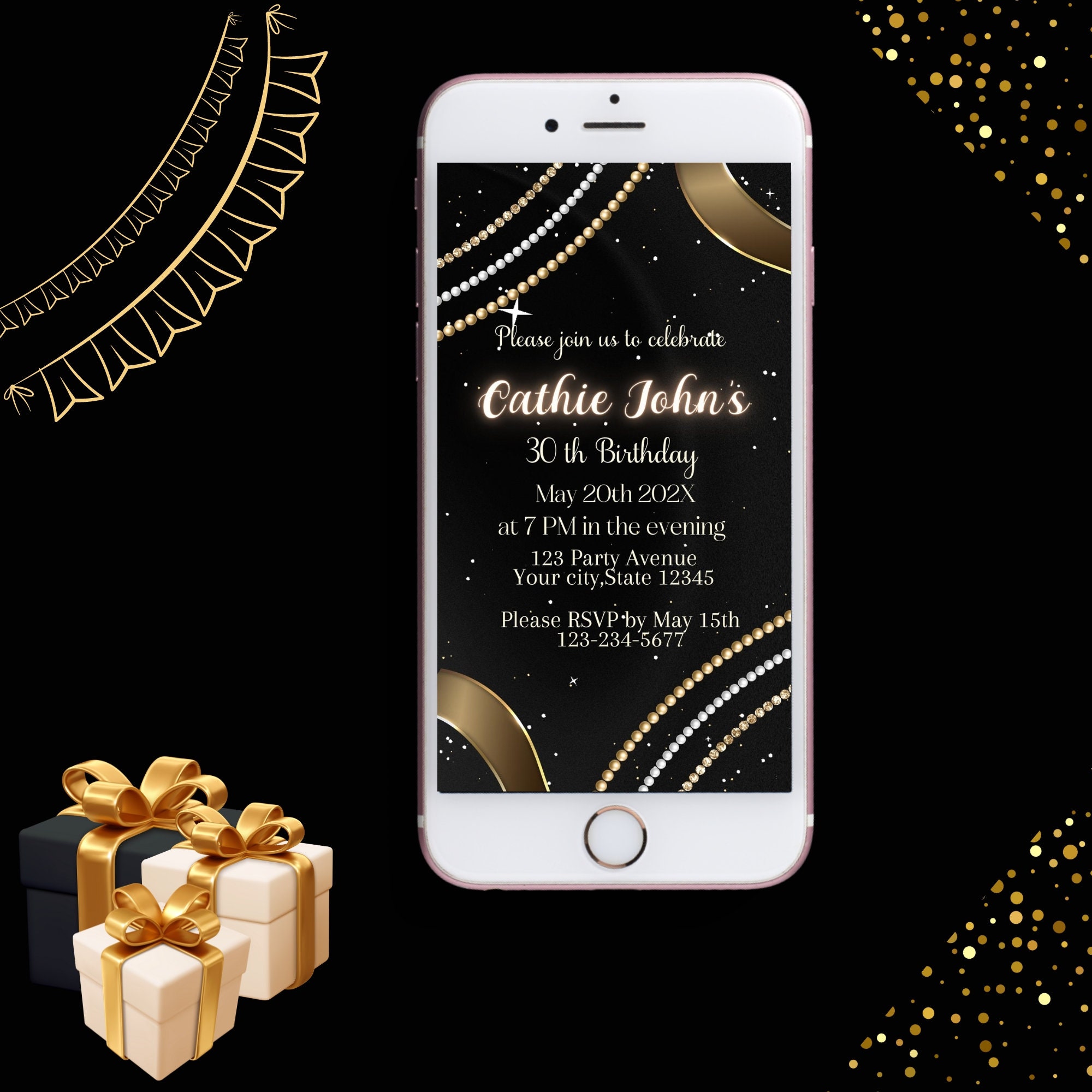 Minimal Modern Party Digital Invitation Template, Mobile Invitation, E ...