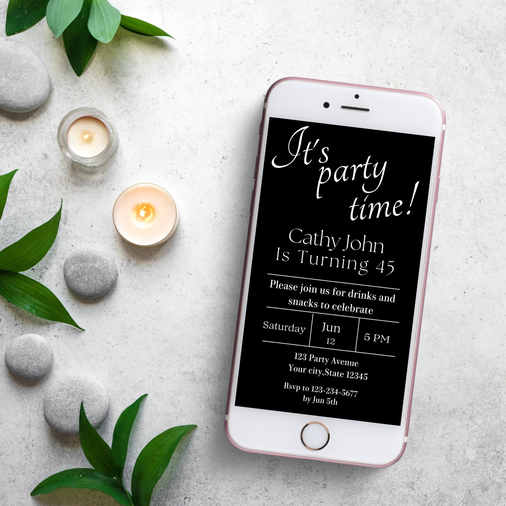 Minimal Modern Party Digital Invitation Template, Mobile Invitation, E ...
