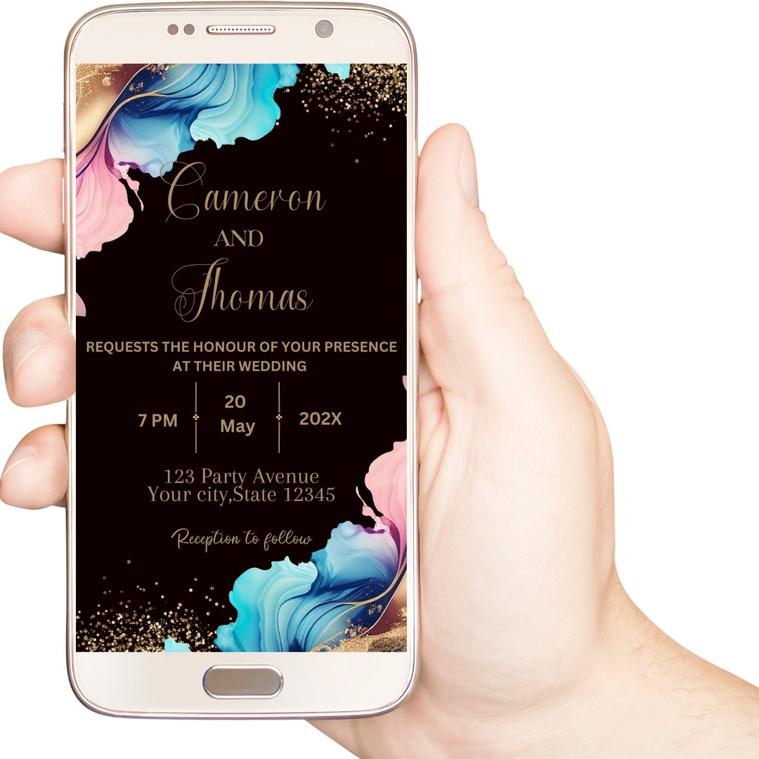 Simple Elegant Electronic Wedding Invitation Template, Modern Editable ...