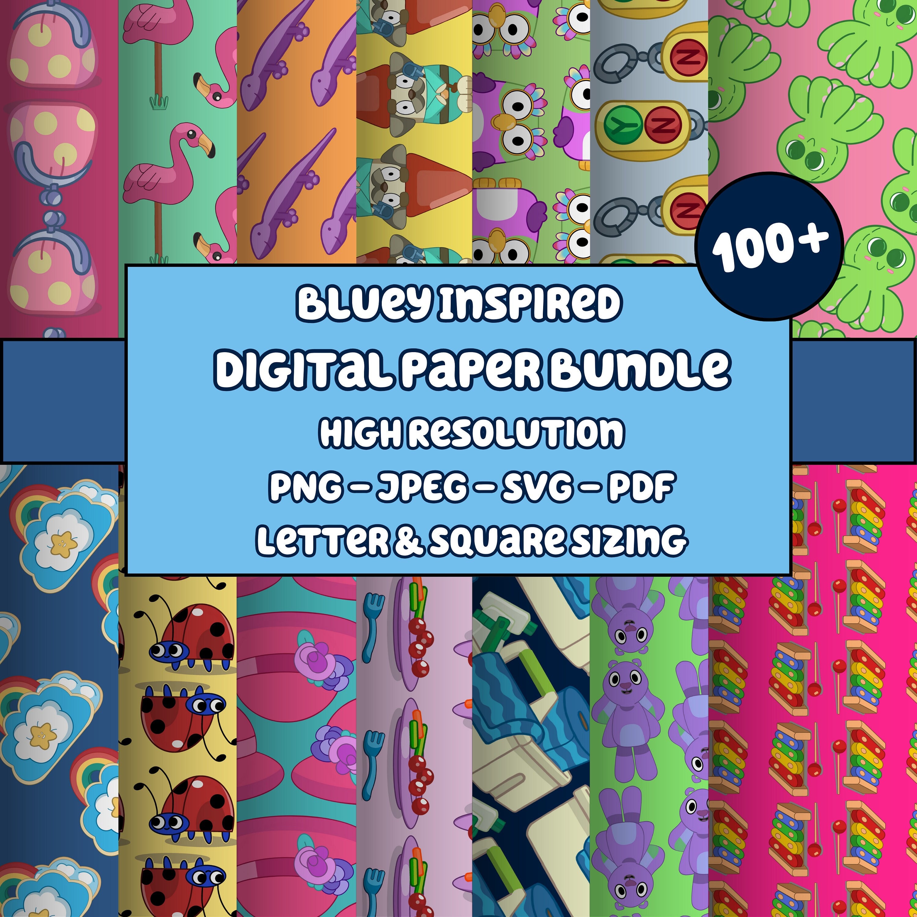Bluey SVG PNG Jpeg Pdf Digital Paper Bundle- - High Resolution- Bluey ...
