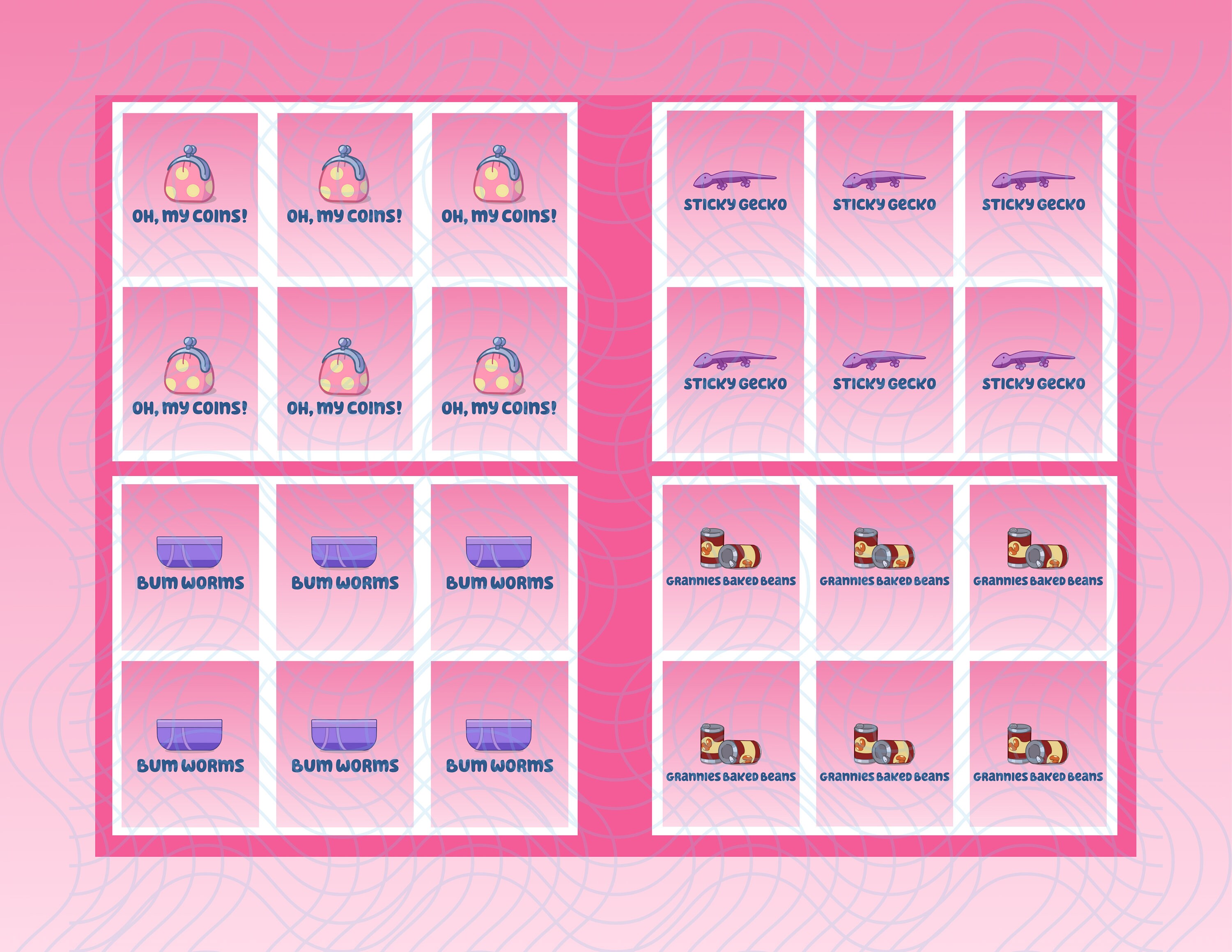 Bluey Unique Party Favor Labels Pink Theme 50 Pages Canva Template ...