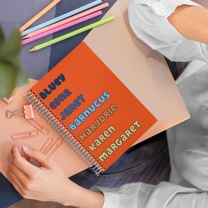 Bluey Inspired Spiral Notebook Lined Bluey Nickname List - Etsy