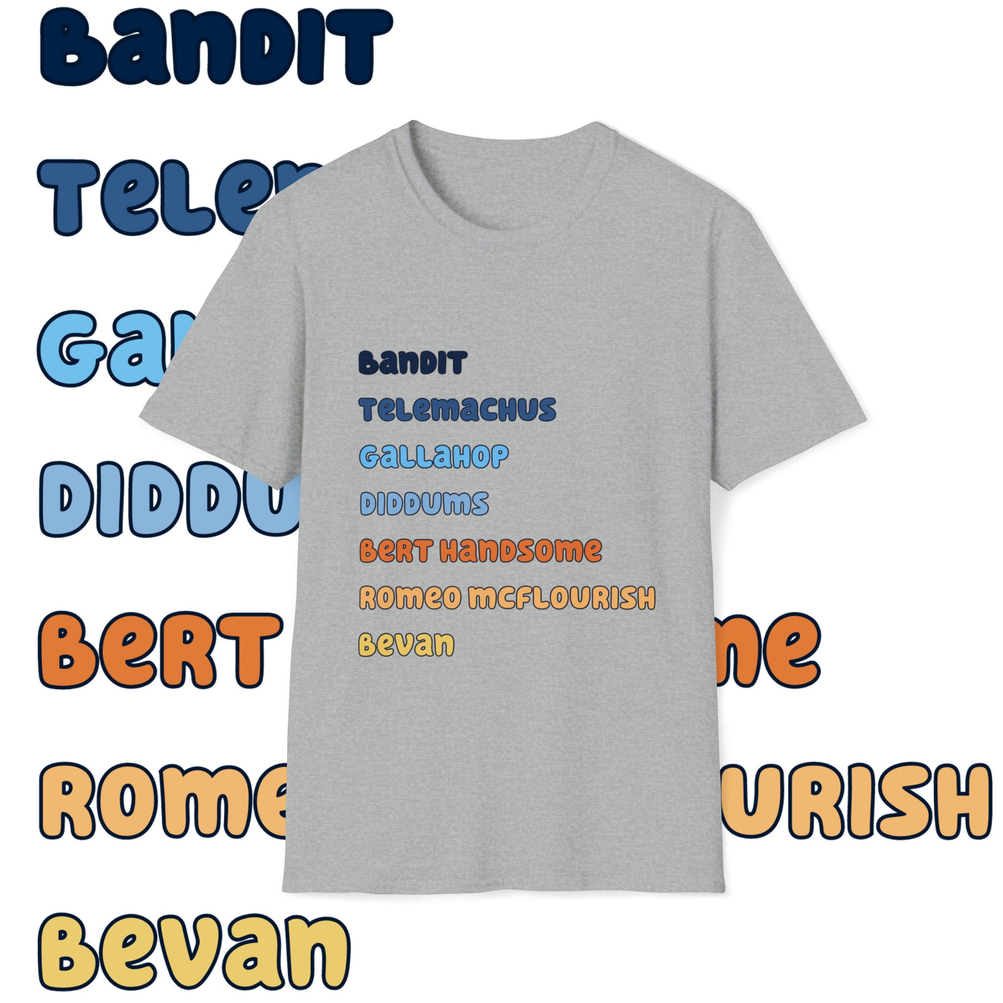 Bluey Inspired Dad Bandit Nicknames Unisex Soft Style T-shirt - Etsy