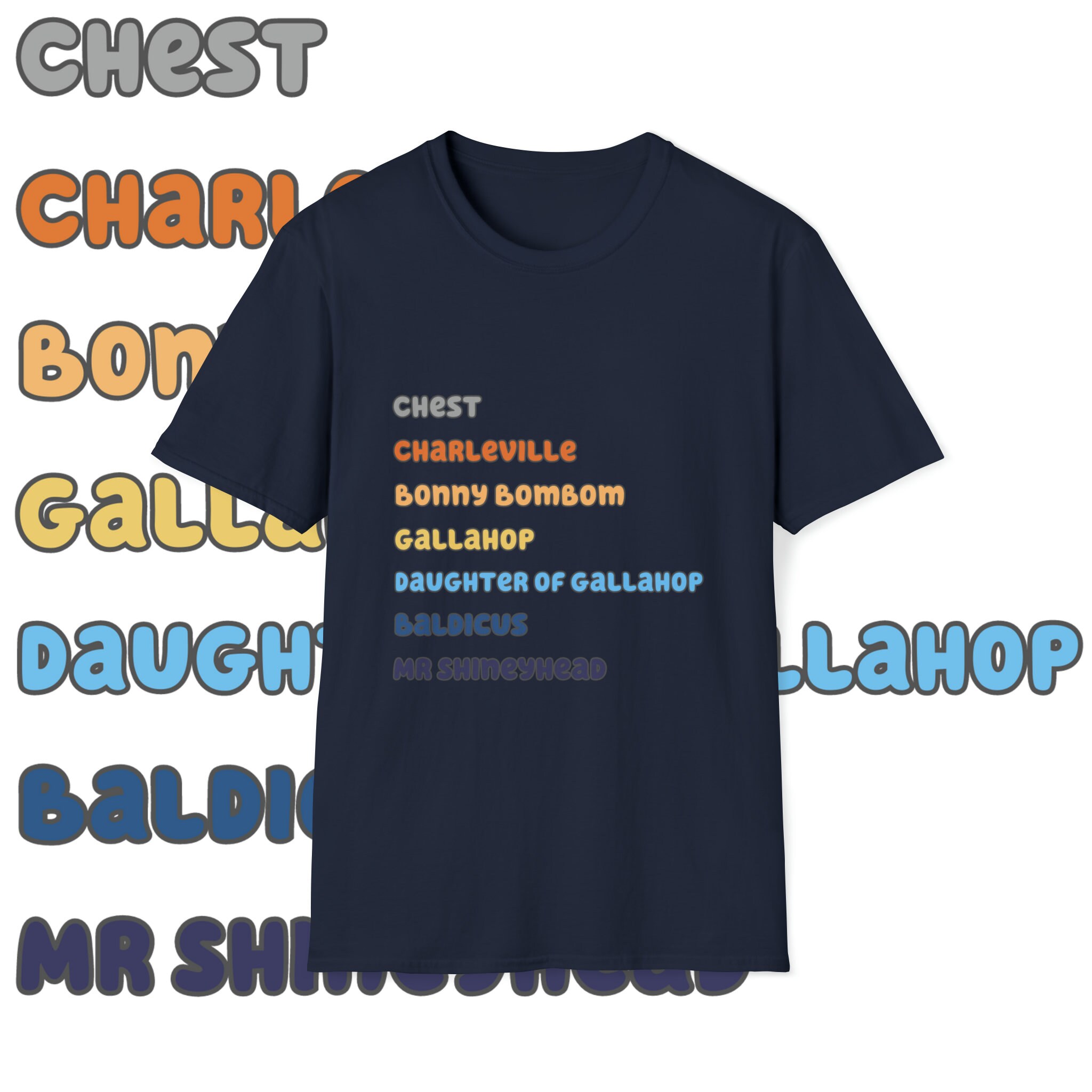 Bluey Inspired chest Names List Unisex Soft Style - Etsy