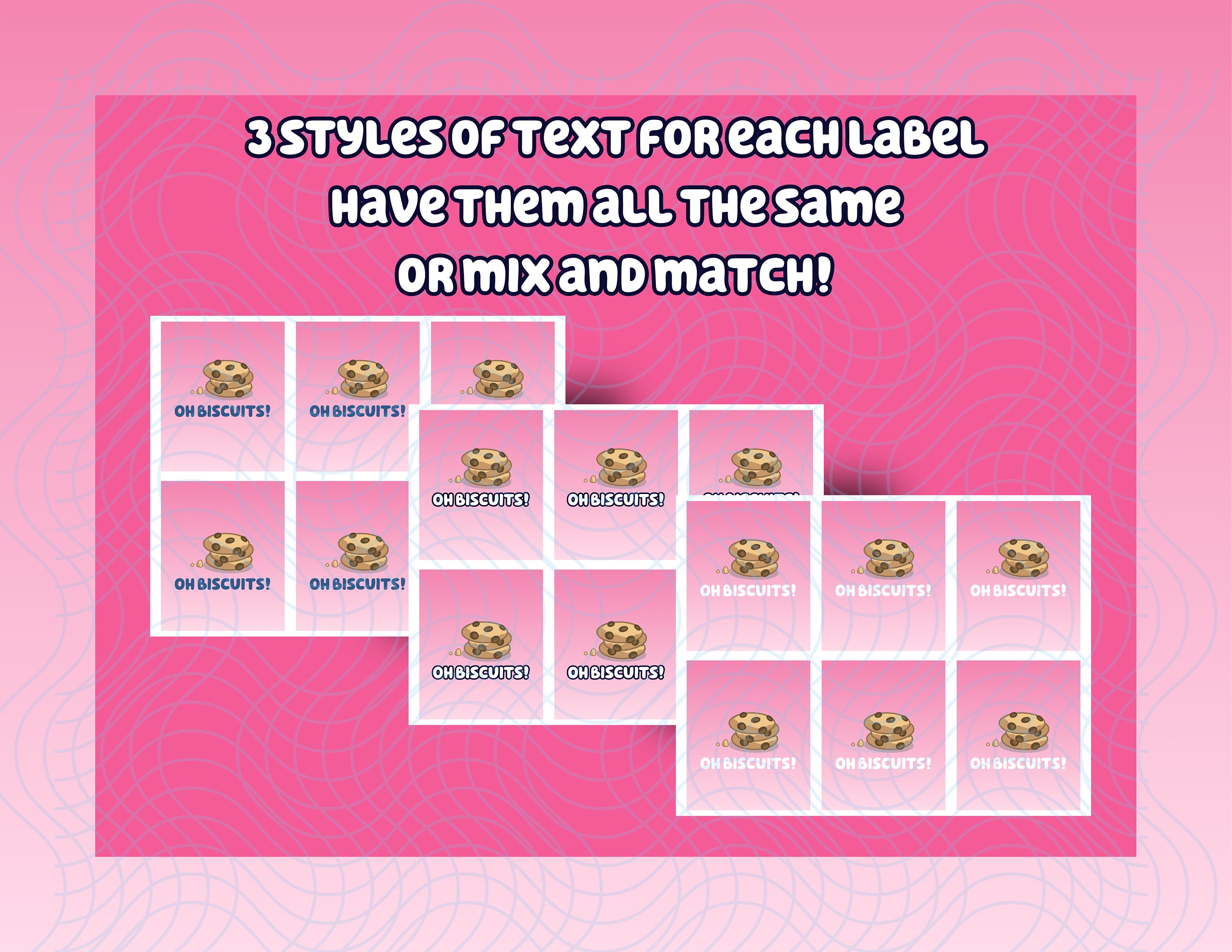 Bluey Unique Party Favor Labels Pink Theme 50 Pages Canva Template ...