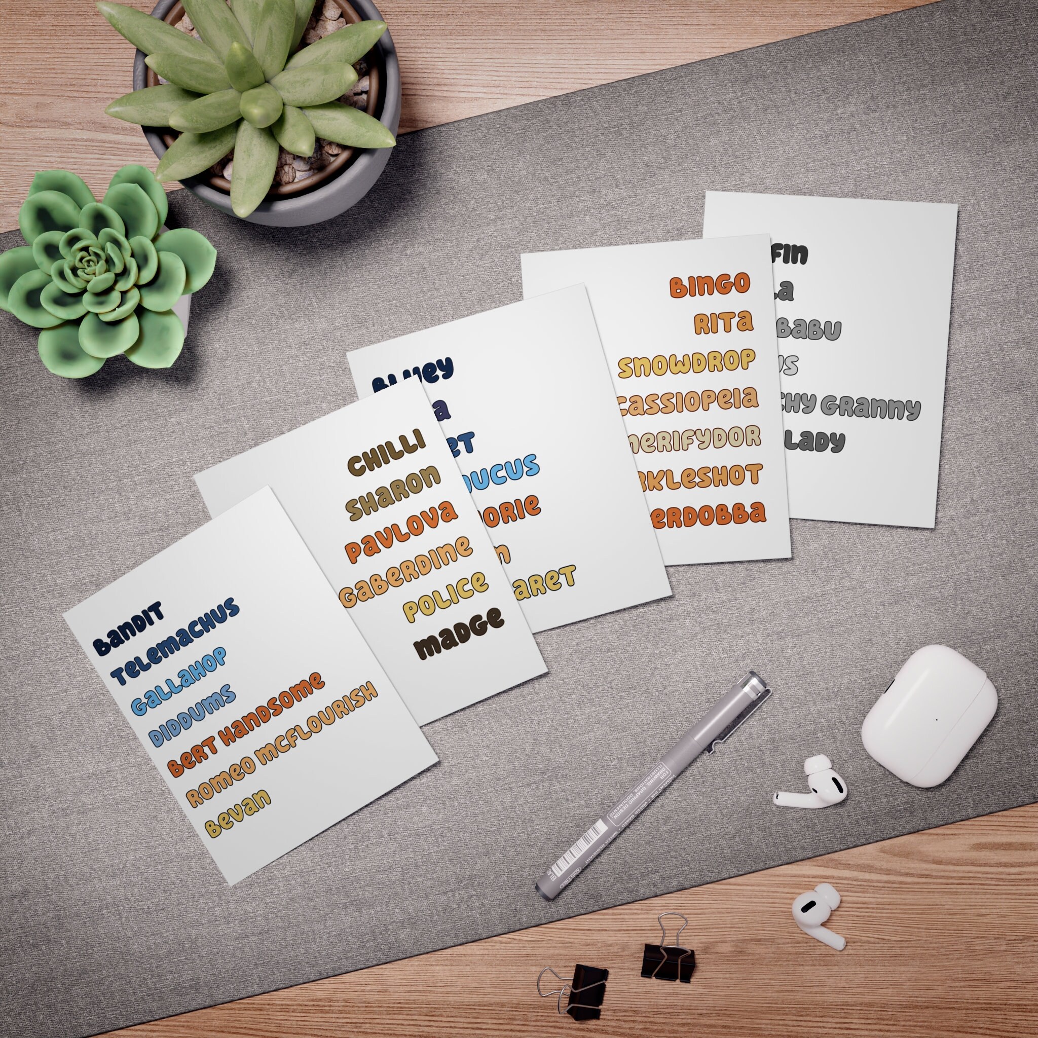 Bluey Inspired Multi-design Greeting Cards 5-pack With Mum - Etsy