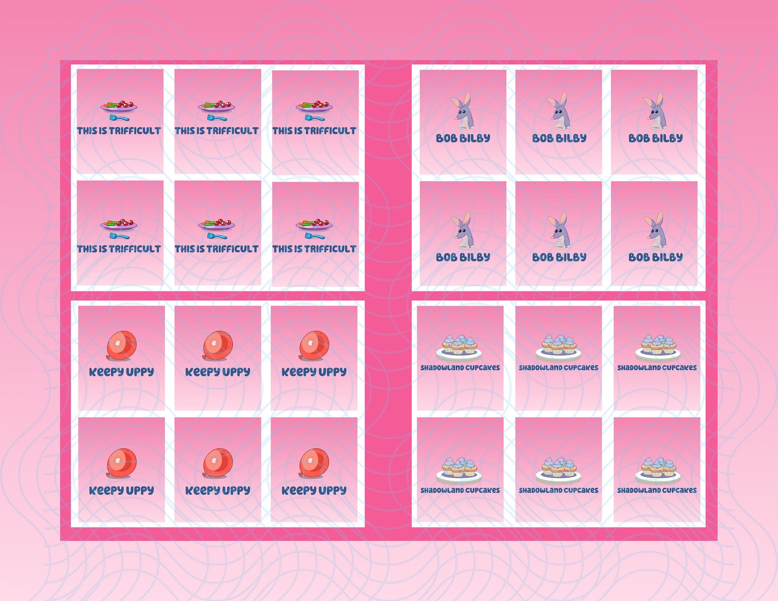 Bluey Unique Party Favor Labels Pink Theme 50 Pages Canva Template ...