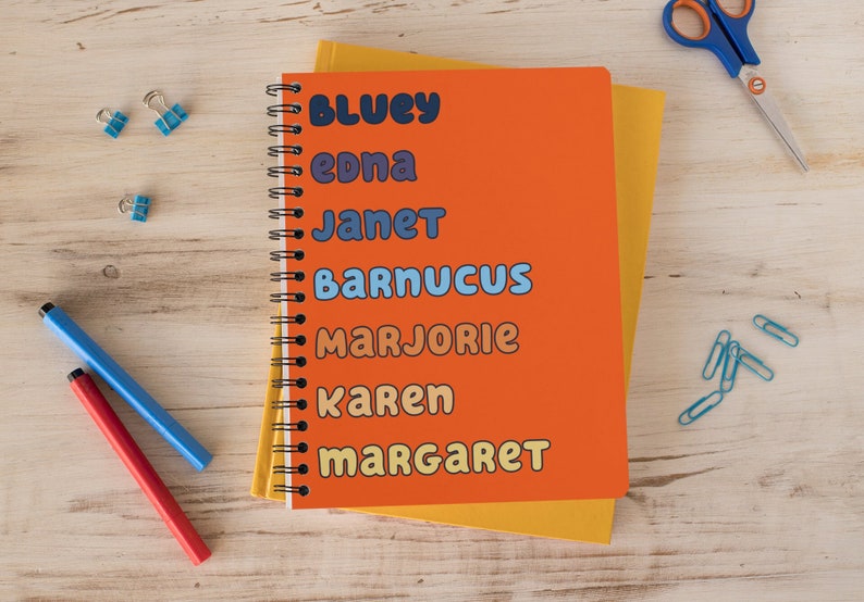 Bluey Inspired Spiral Notebook Lined Bluey Nickname List - Etsy