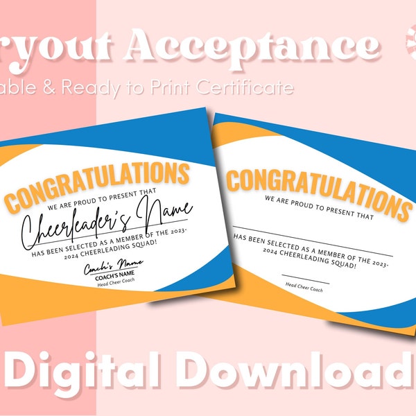 Cheer Certificate - Etsy