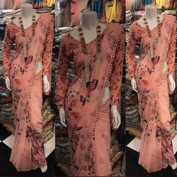 Floral Print Sarees - Etsy