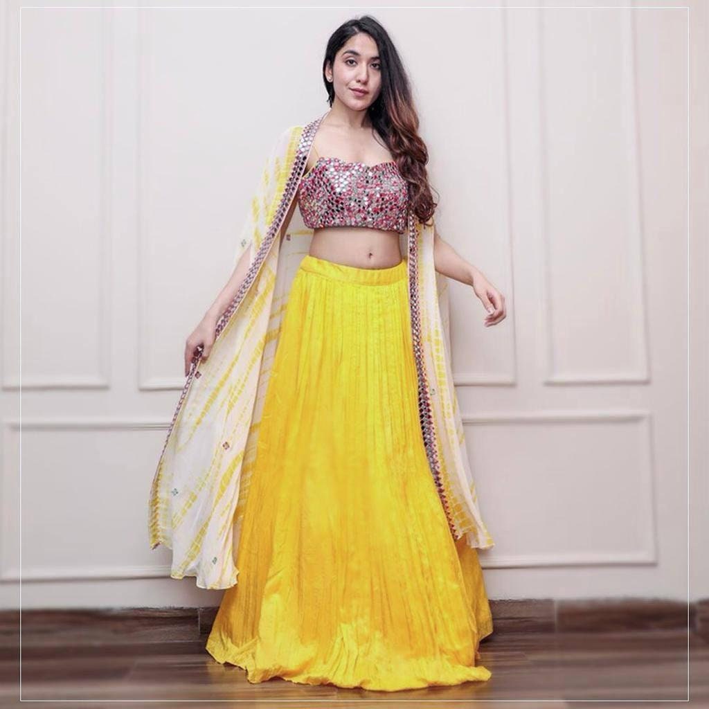 Haldi Ceremony Yellow Color Koti With Lehenga Choli, Shrug Designer ...