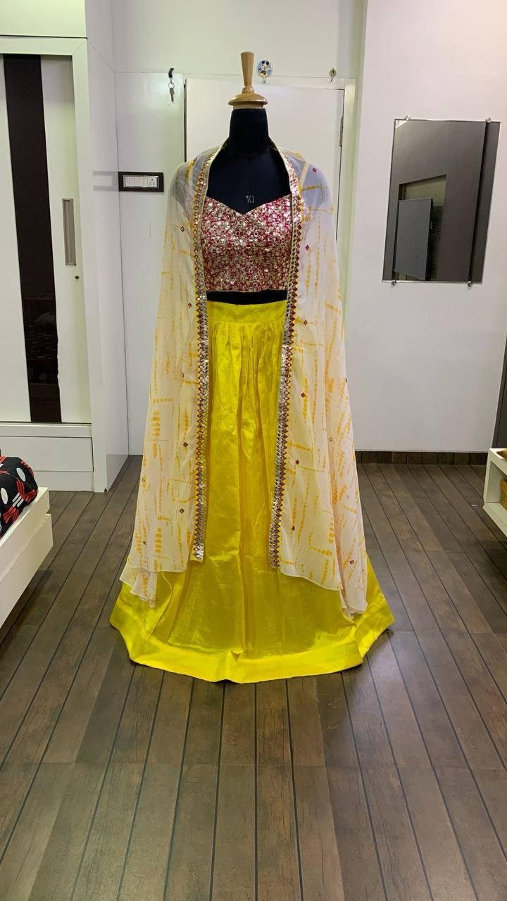 Haldi Ceremony Yellow Color Koti With Lehenga Choli, Shrug Designer ...