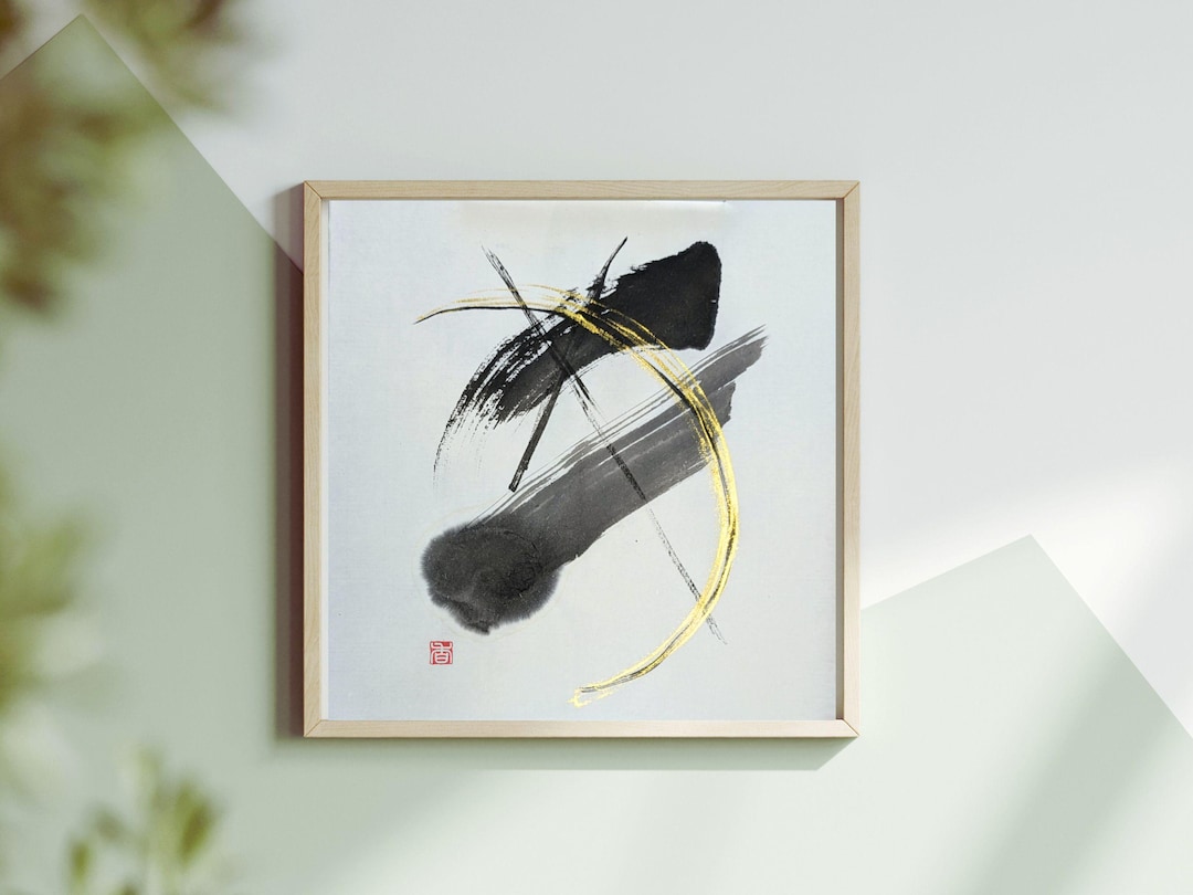 Japanese Calligraphy Art crescent Moon, Hand Made, Wall Art, Original ...