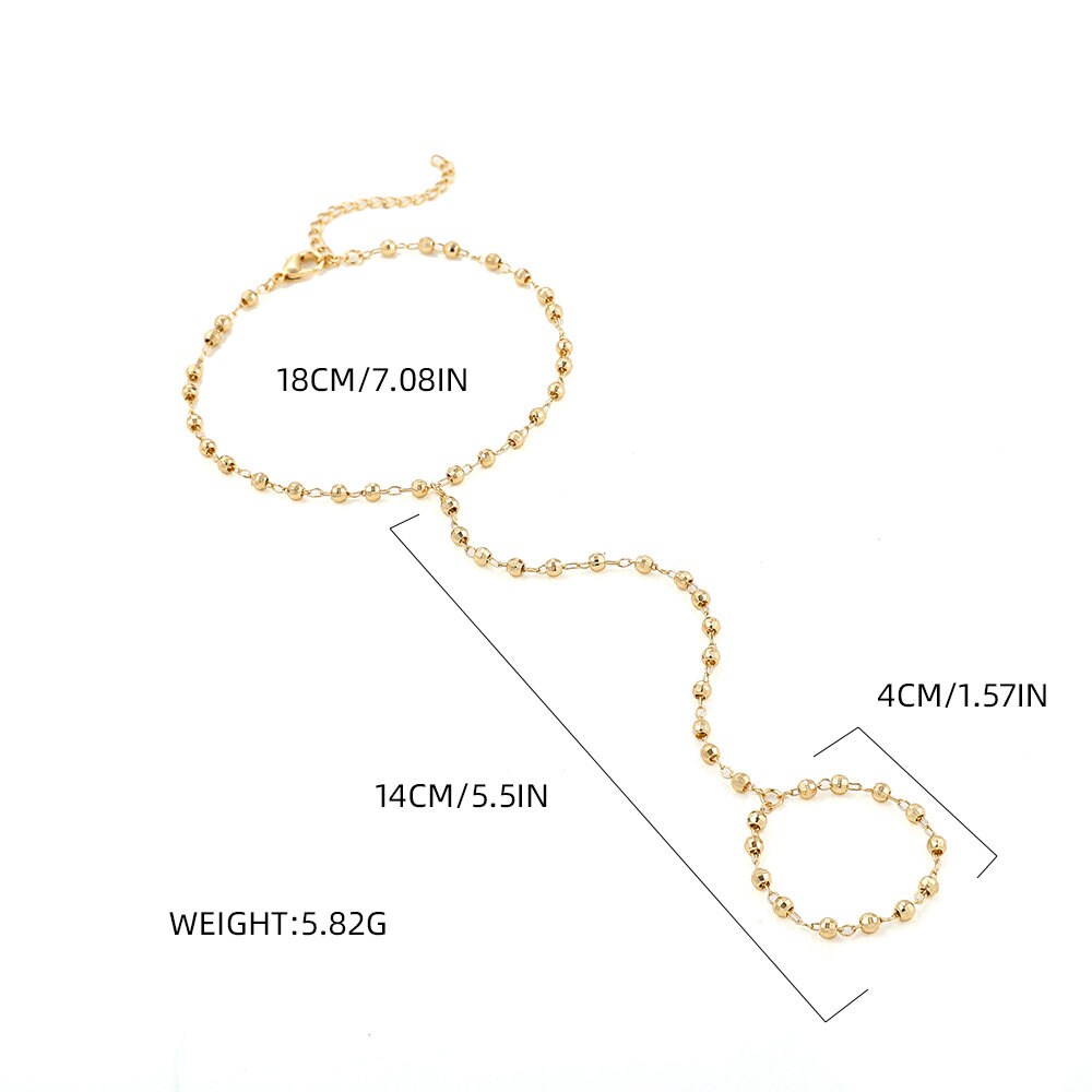 Gold Hand Chain, Dainty Beaded Hand Chain, Cute Finger Chain for Women ...