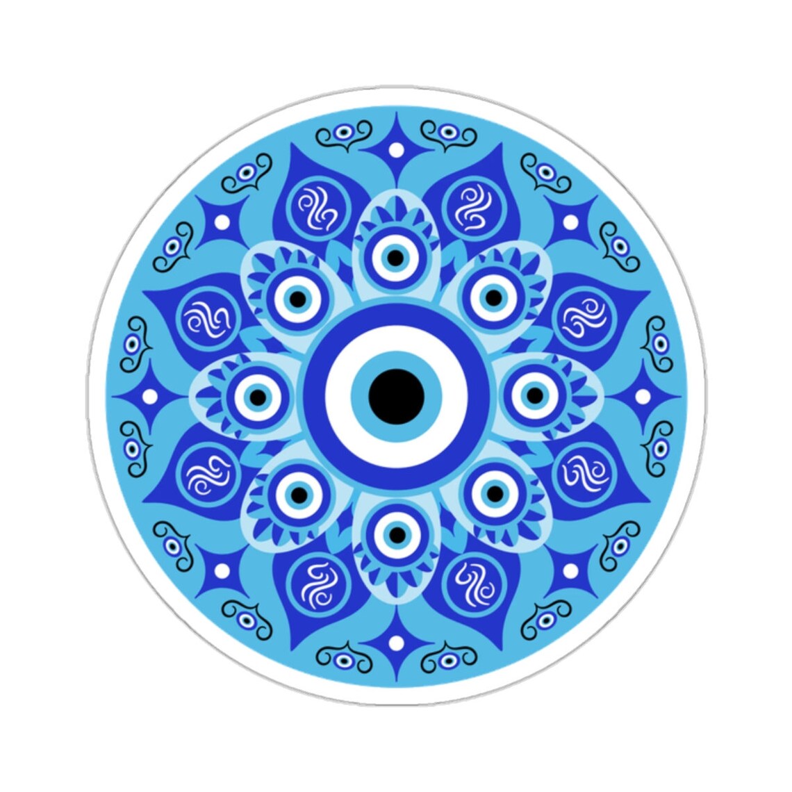 Evil Eye Protection Charm Sticker All Sizes, Circular Shape, Vibrant ...