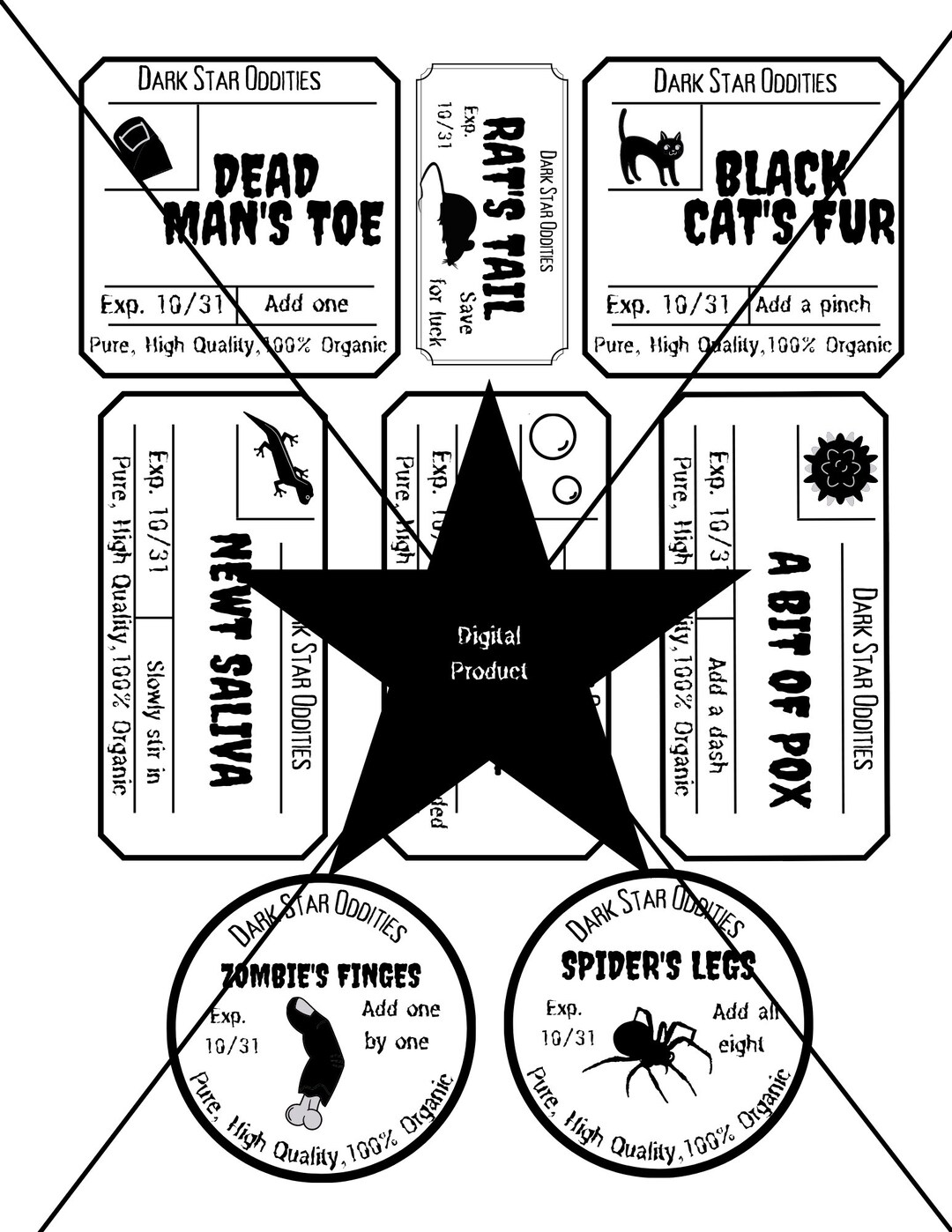 Hocus Pocus Potion Labels, Halloween Labels, Craft, Scrapbooking, Diy ...