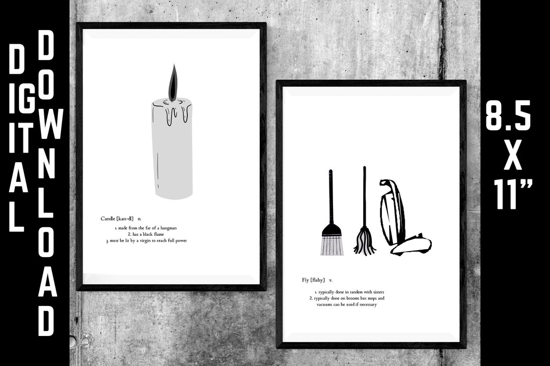 Hocus Pocus Wall Art Set, Hocus Pocus Movie, Black Flame Candle Picture ...