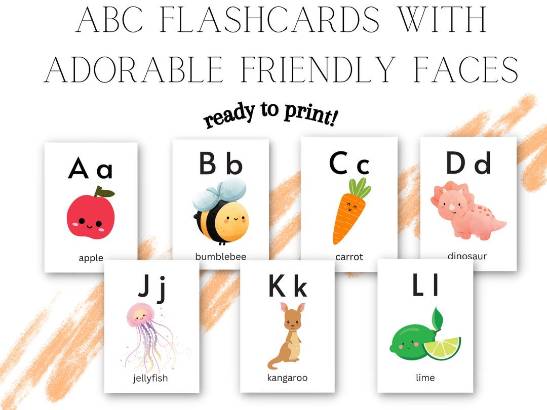 Abcs Flashcards With Adorable Friendly Faces | Ready to Print Classroom ...